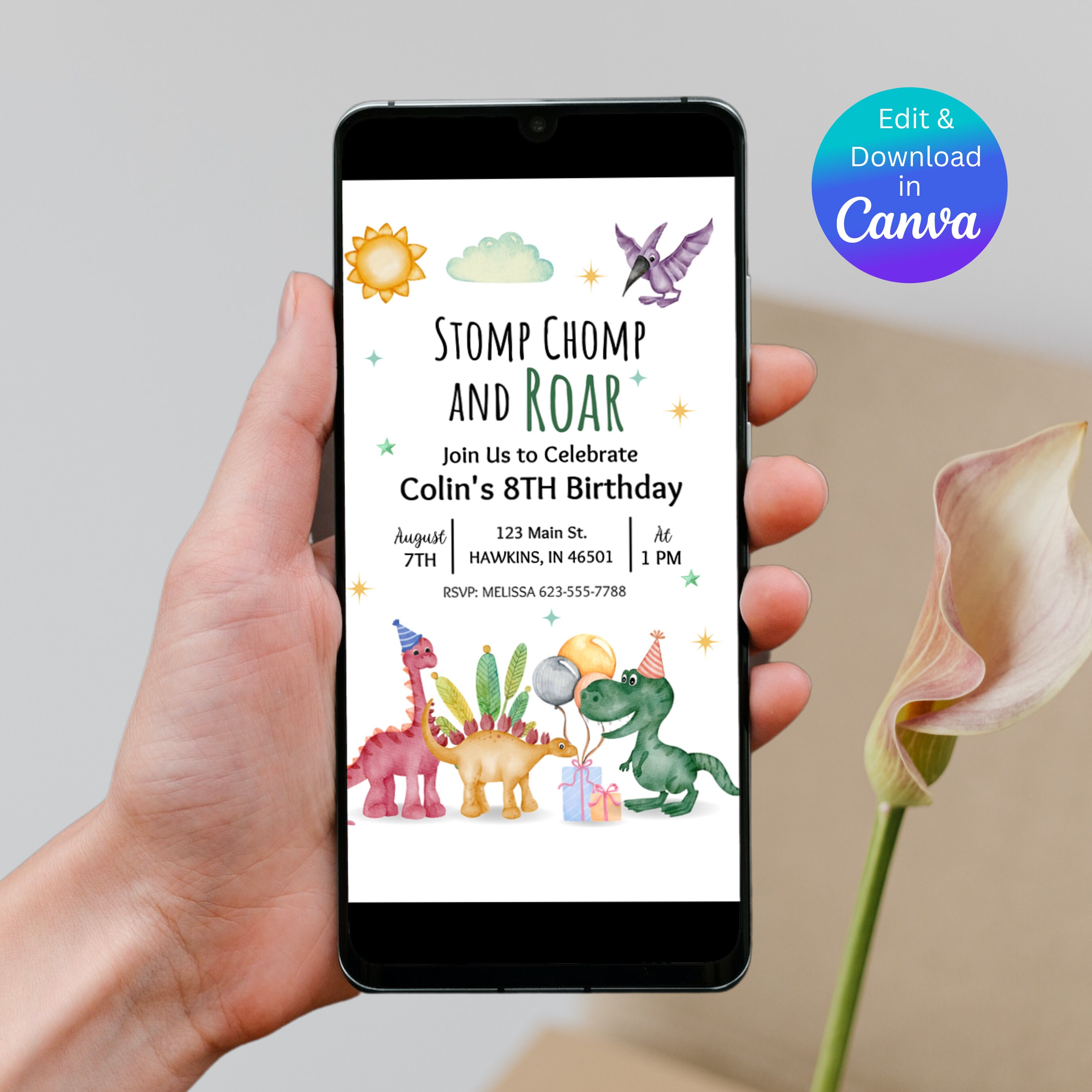 Stomp Chomp and Roar, Stomp Chomp Roar Birthday Invitation, Stomp Chomp ...