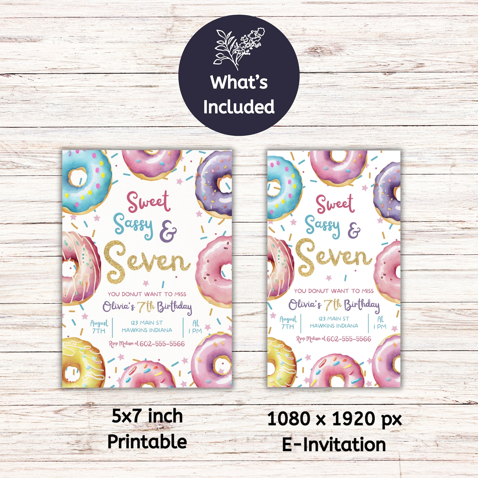 Sweet Sassy and Seven Birthday Invitation Template, 7th Birthday ...