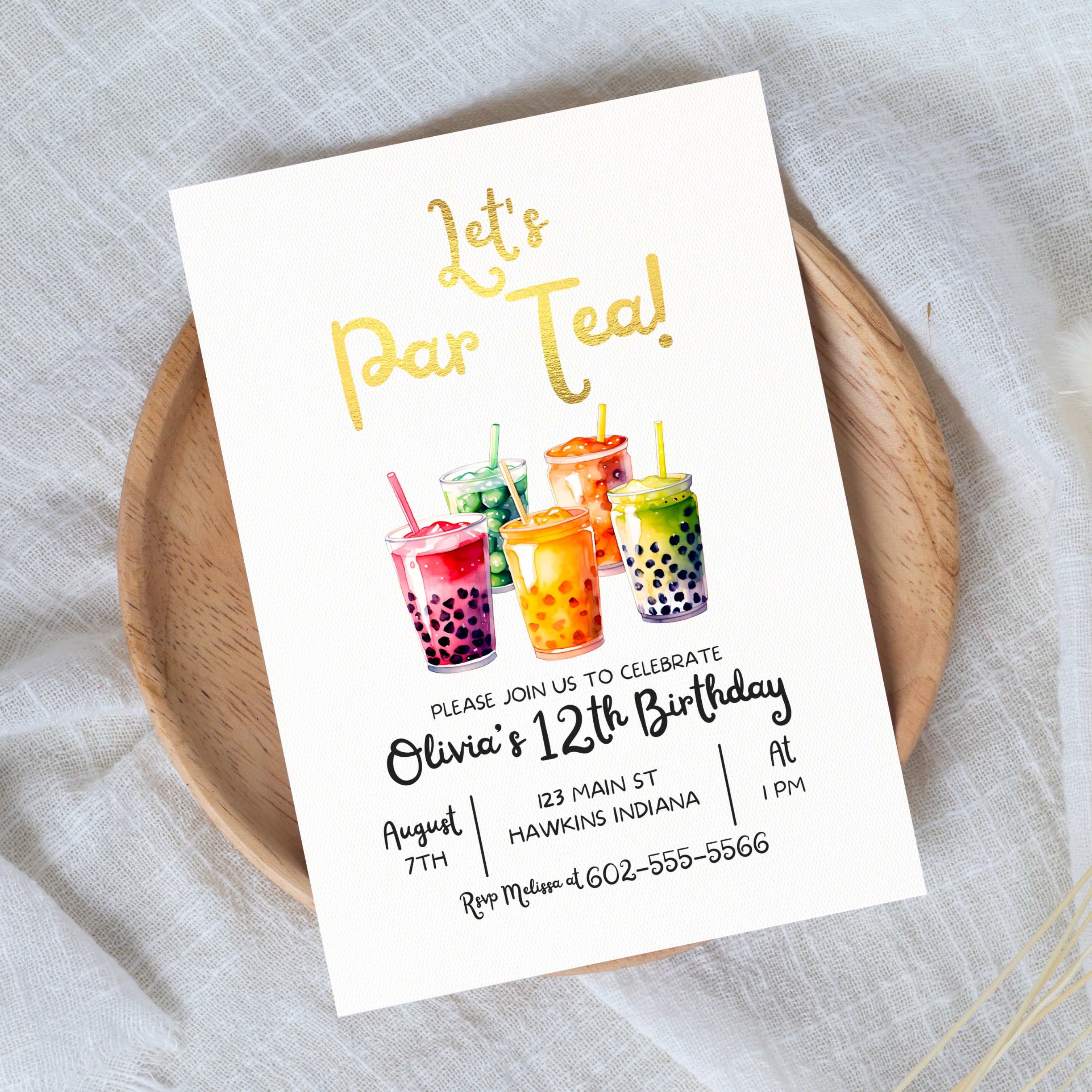 Boba Tea Birthday Invitation Template, Par-tea Invitation, Par Tea ...