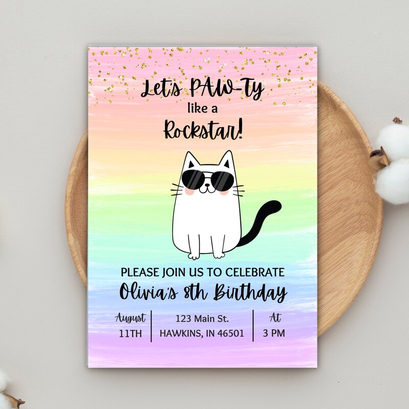 Cat Invitation - Etsy
