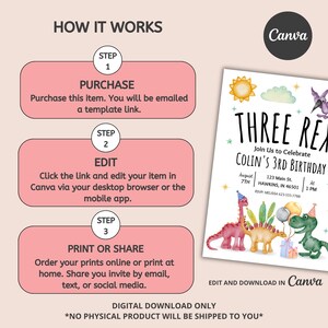 Three Rex Invitation, 3rex Birthday Invitation, Three Rex Birthday ...