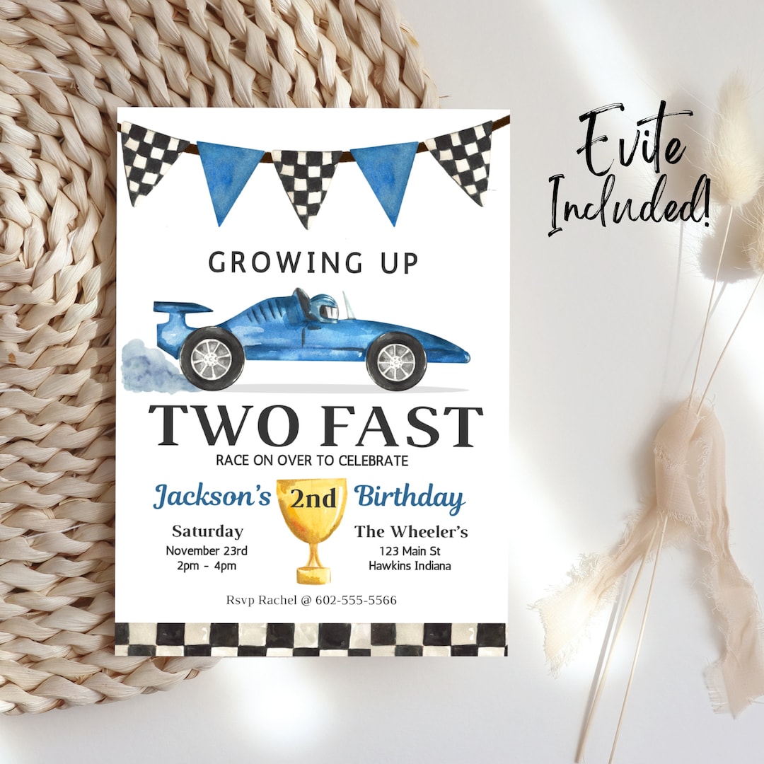 TWO Fast Birthday Invitation Template, 2 Fast Birthday Invitation ...
