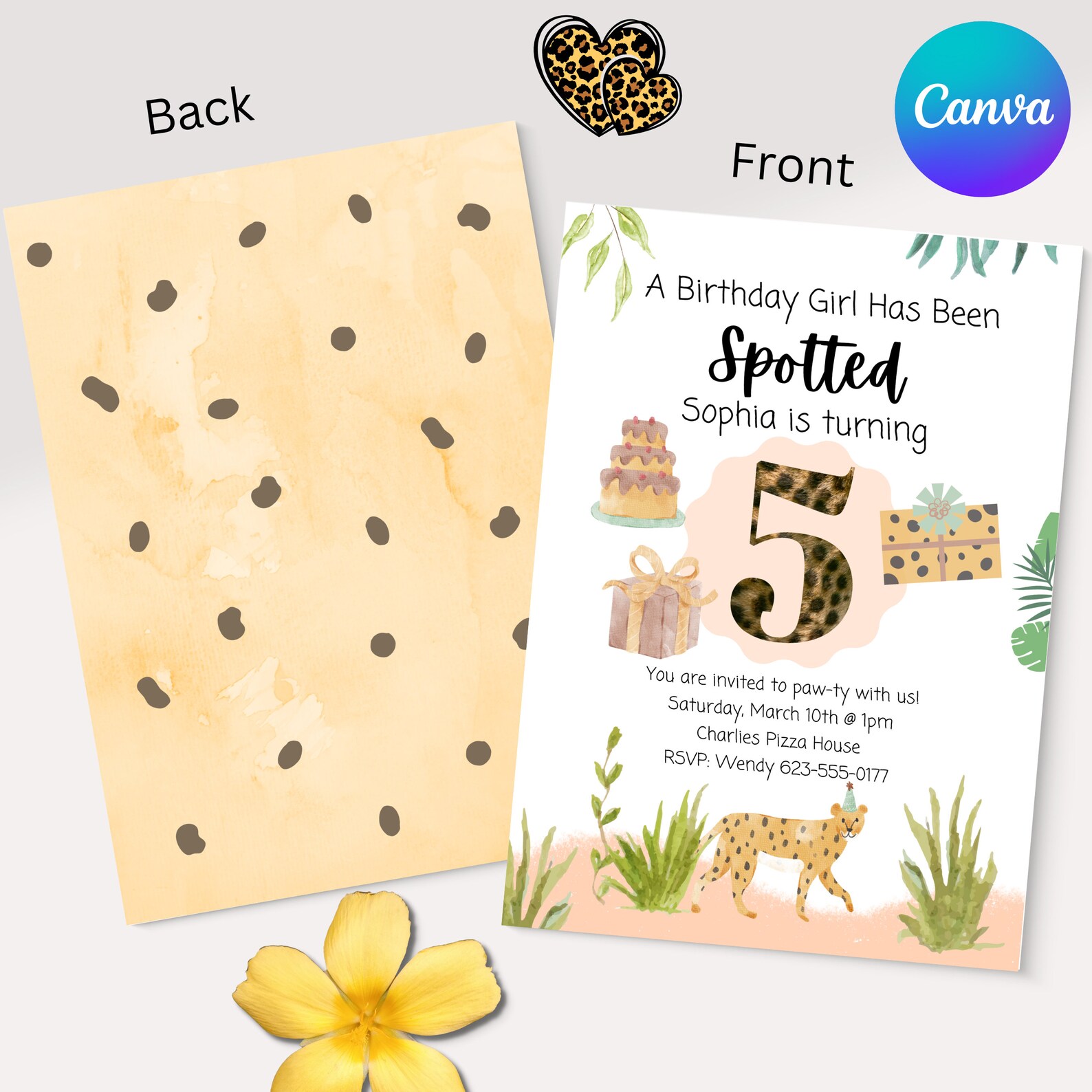 Kids Cheetah Birthday Invitation, Cheetah Birthday Invitation, Cheetah ...