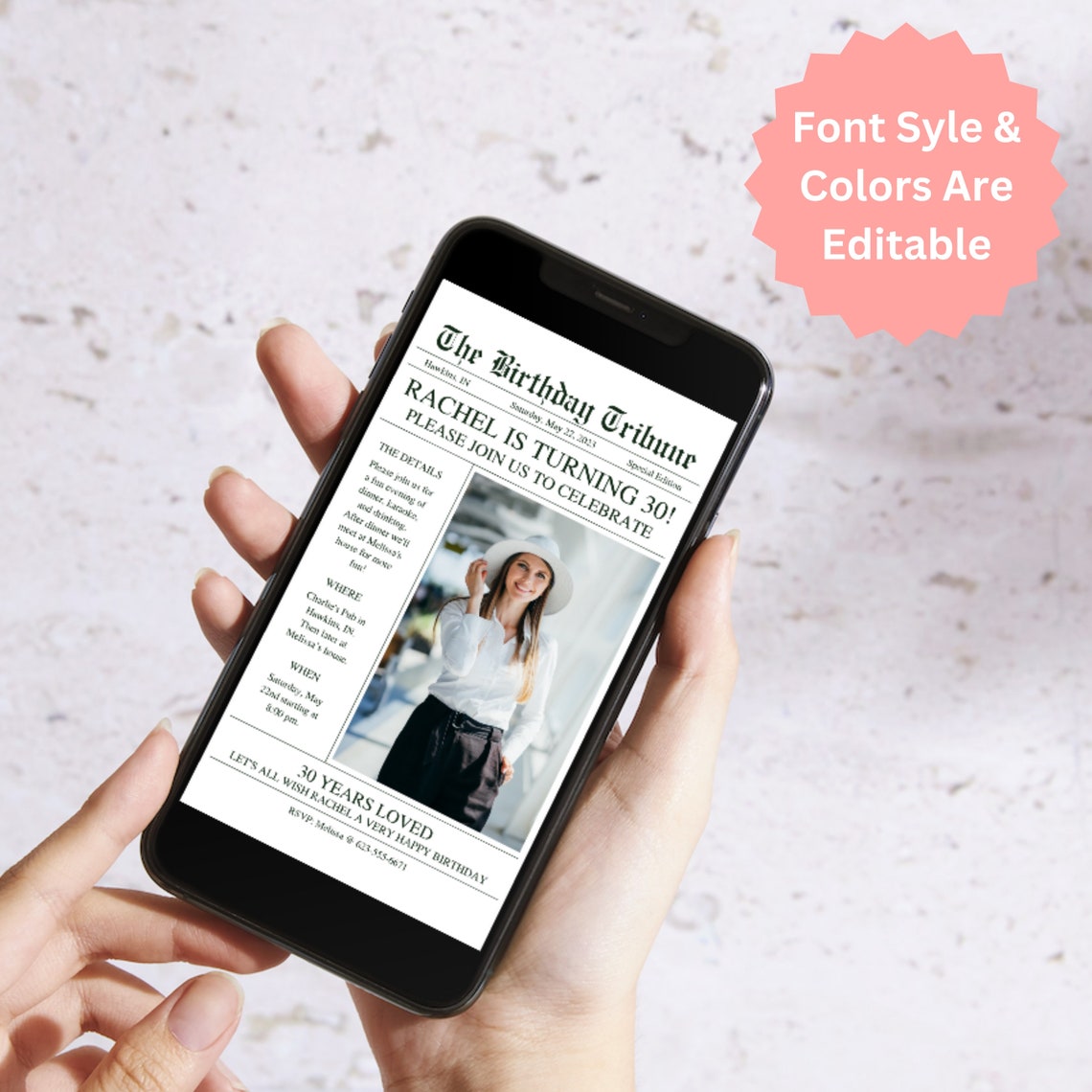 Newspaper Birthday Invitation Template, Newspaper Birthday Evite ...