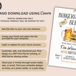 Burgers and Beer Invitation Template, Beer Birthday Invite, Evite ...