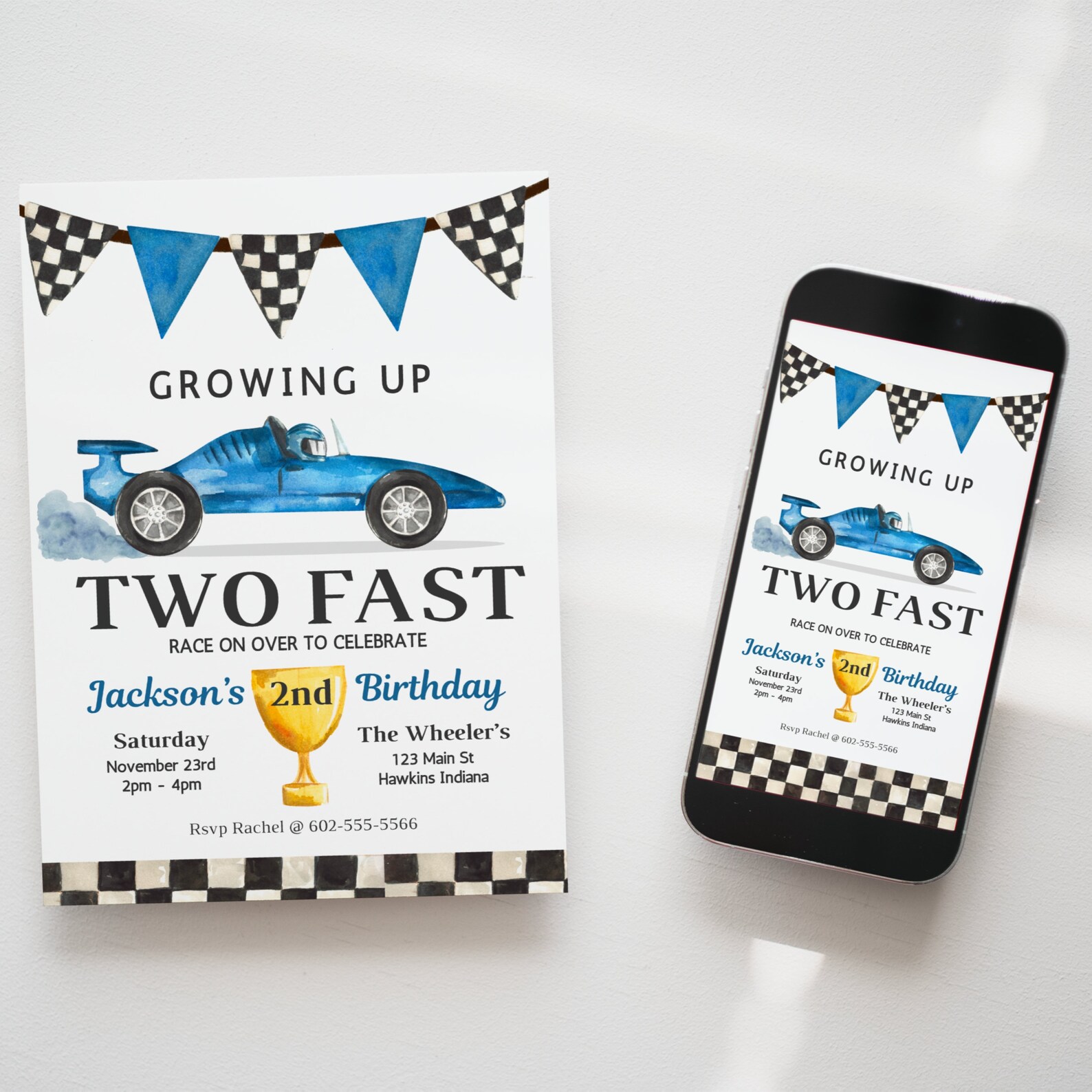 TWO Fast Birthday Invitation Template, 2 Fast Birthday Invitation ...