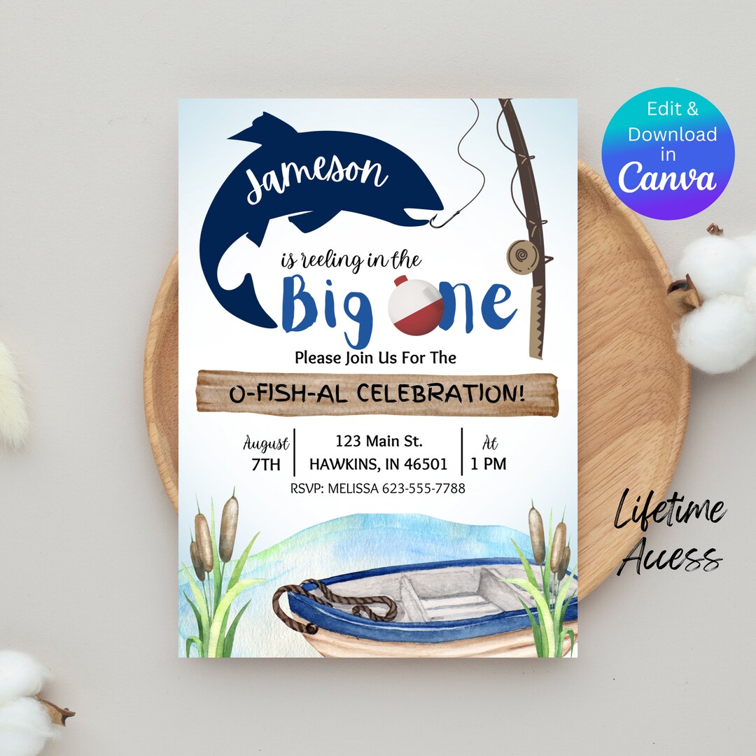 Reeling in the Big One Invitation, Caught the Big One, Big One ...