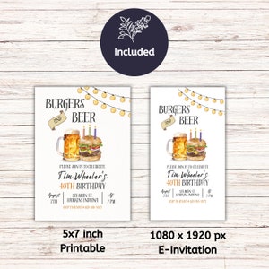 Burgers and Beer Invitation Template, Beer Birthday Invite, Evite ...