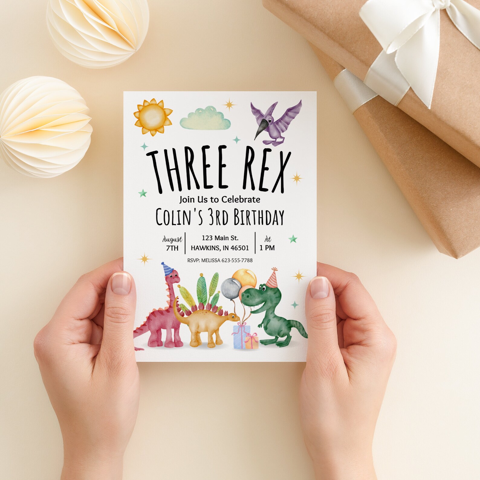 Three Rex Invitation, 3rex Birthday Invitation, Three Rex Birthday ...