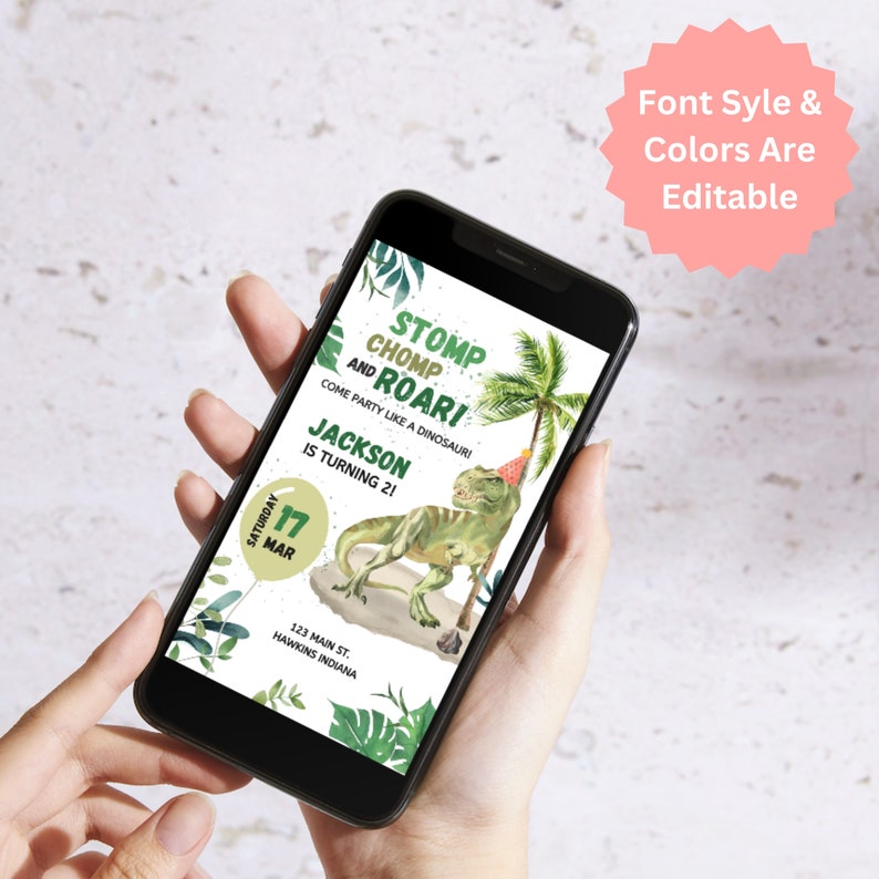 Plantilla de invitación de cumpleaños de T-Rex, invitaciones de T-Rex ...