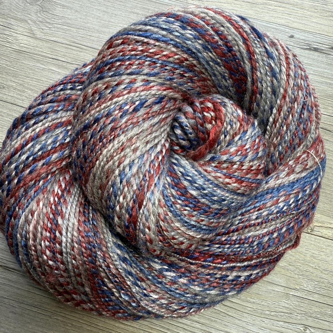 Handspun Merino Silk Yarn: Red and Blue Glory Colorway, 332 Yds - Etsy