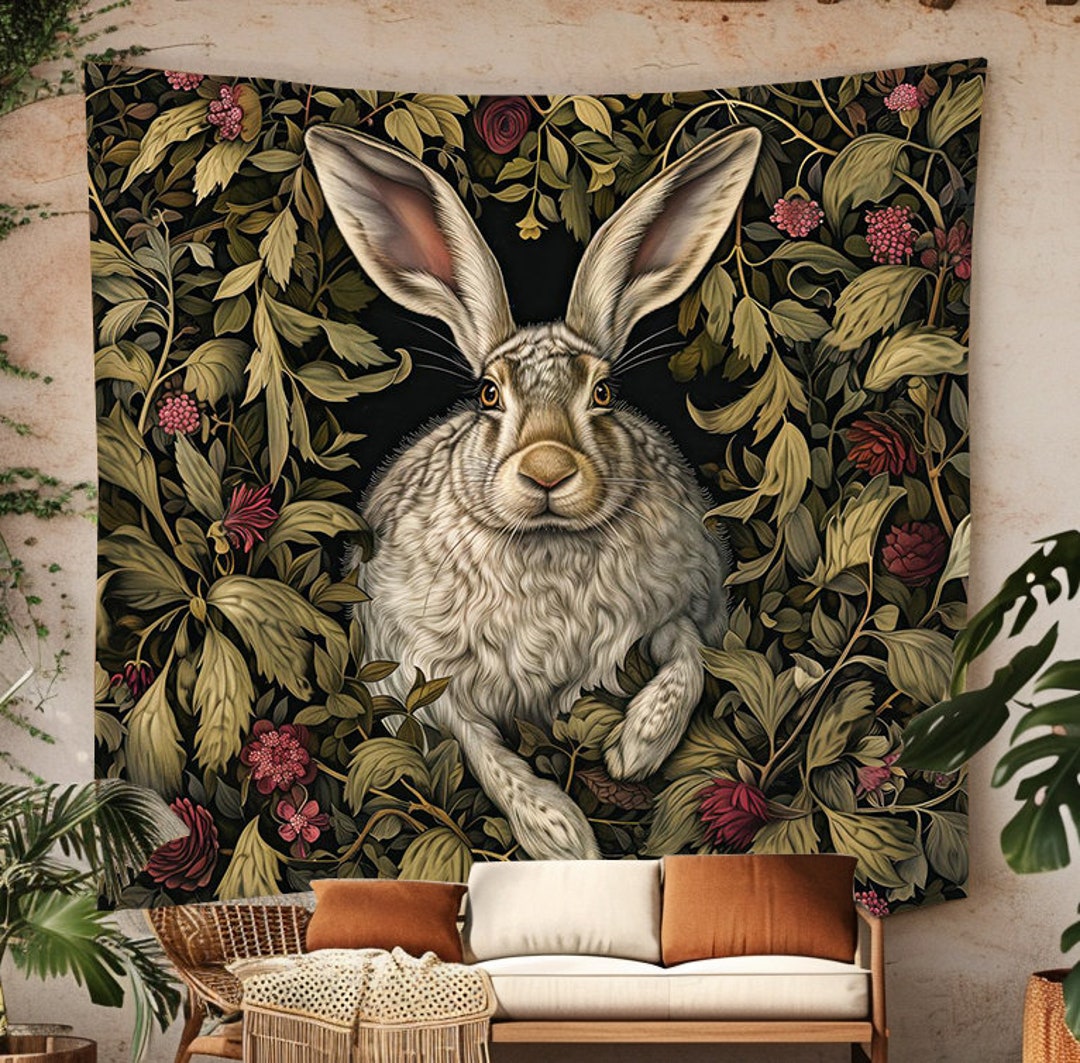 Rabbit Wall Tapestry, William Morris Style Wall Tapestry, William ...