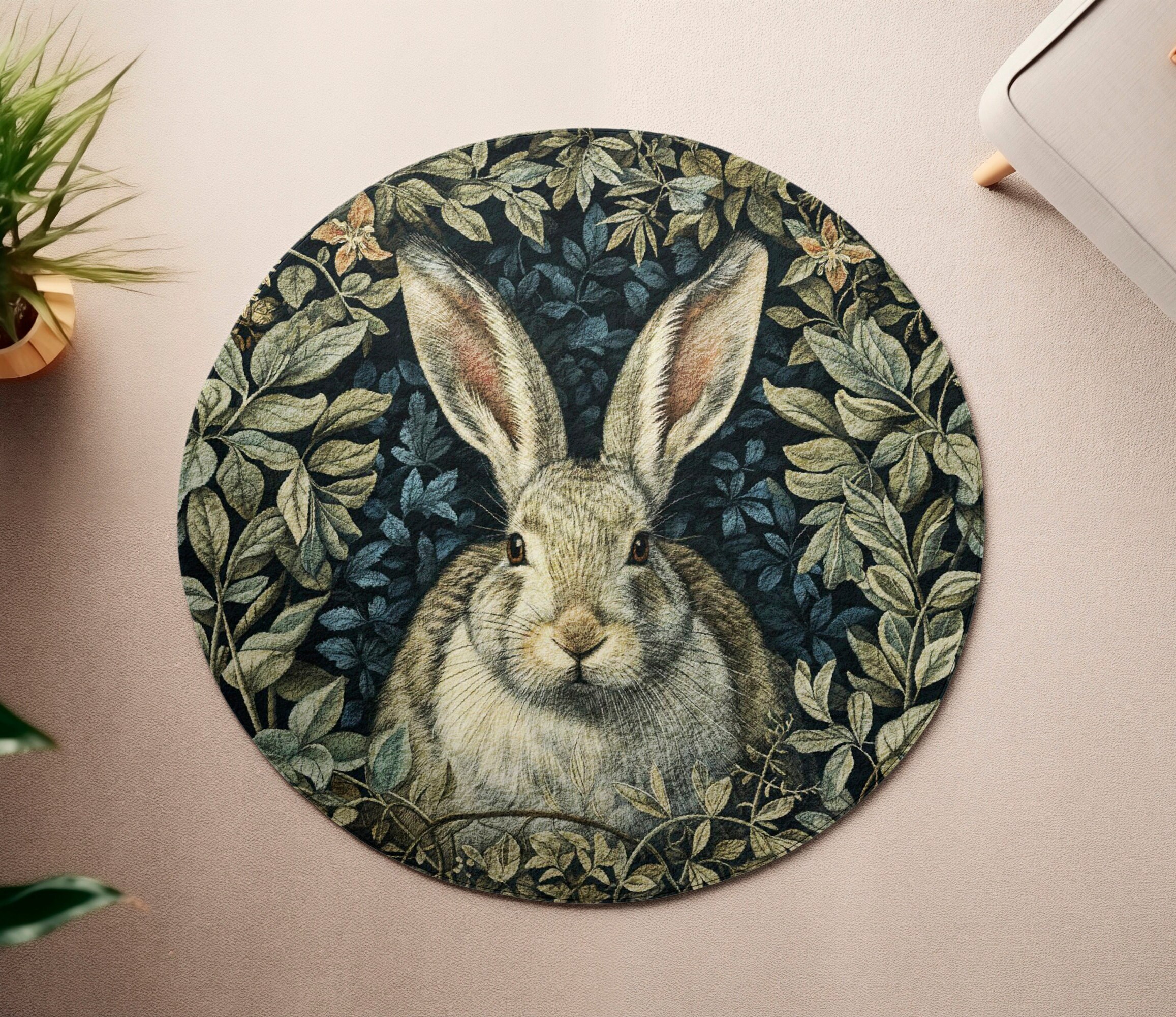 Rabbit Rug, Rabbit Carpet, William Morris Rug Carpet, Rabbit Circle Rug ...
