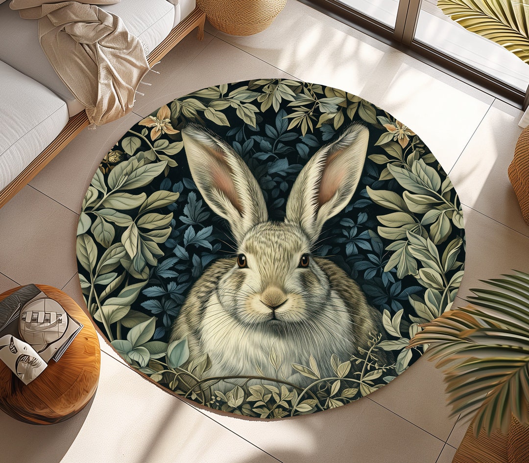Rabbit Rug, Rabbit Carpet, William Morris Rug Carpet, Rabbit Circle Rug ...