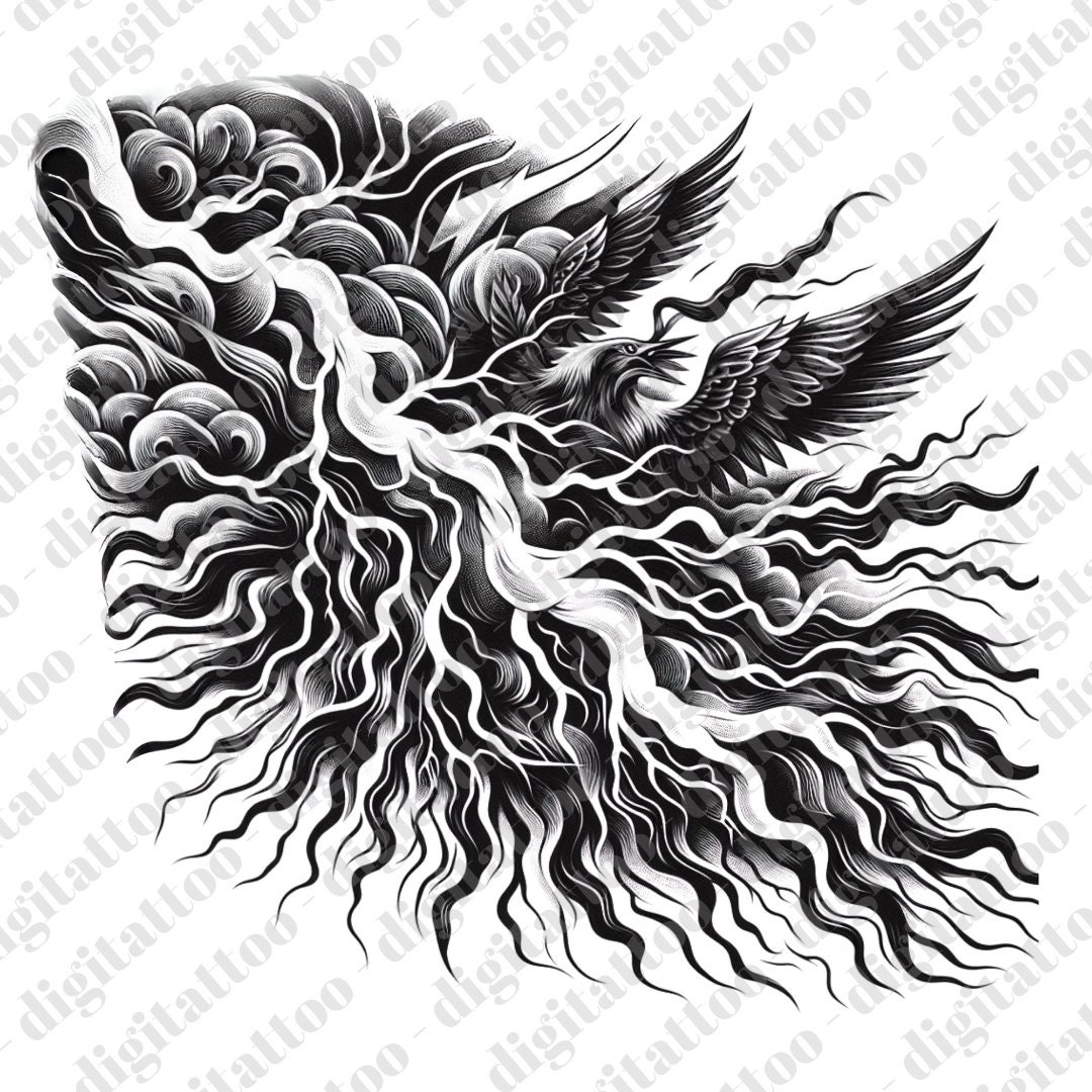 Thunder Tattoo, Lightning Tattoo Design, Thunder Tattoo Models, Black ...