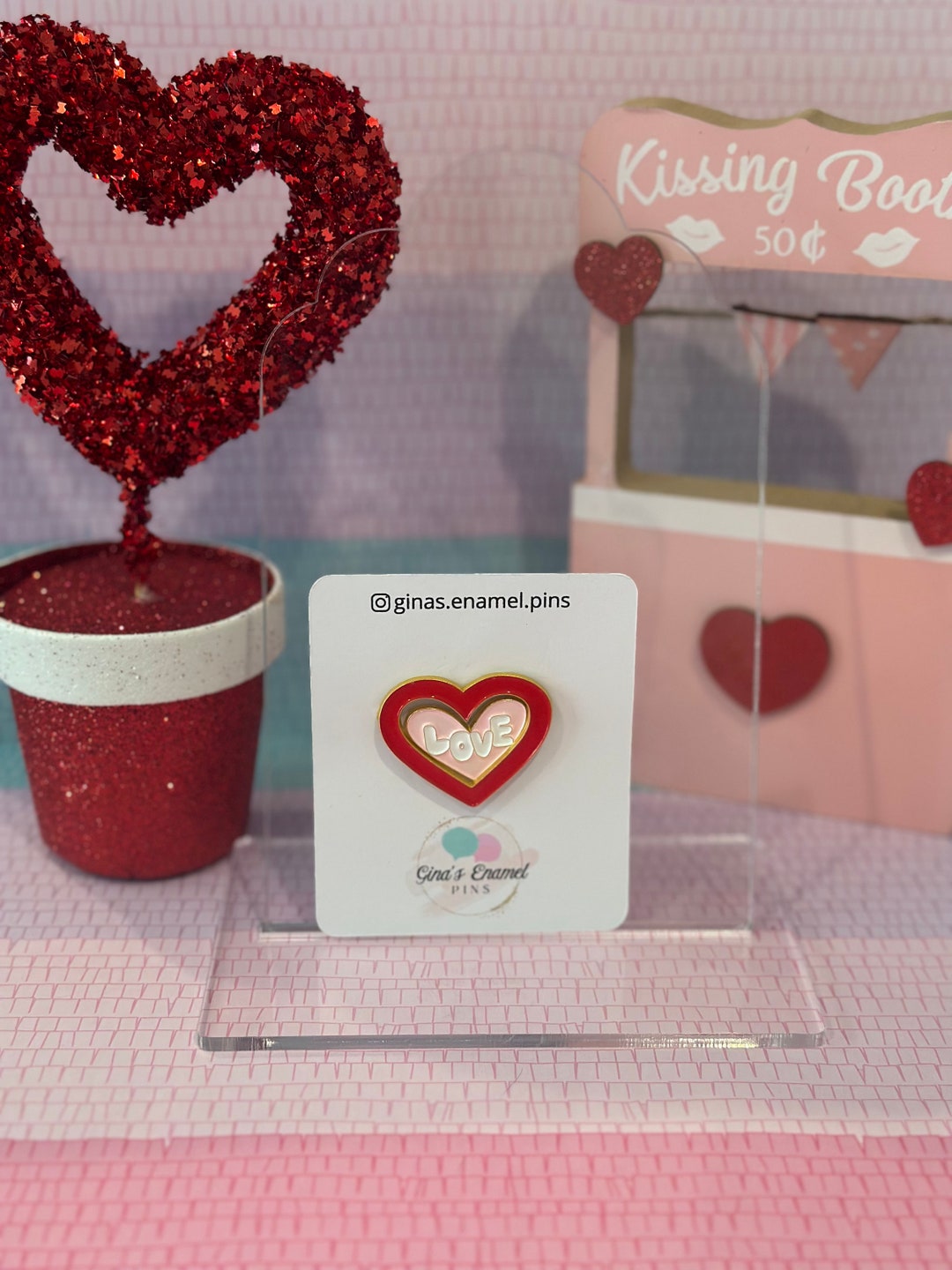 Double Hearts Enamel Pin - Etsy