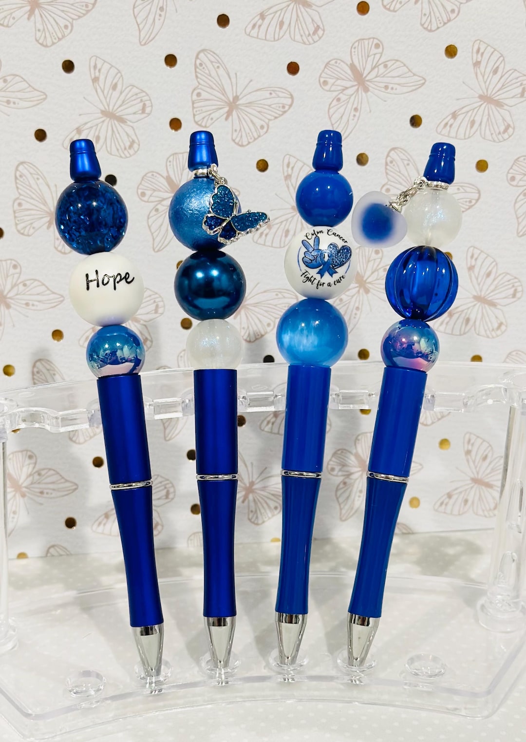 Navy Blue / Colon Cancer Awareness Beaded Pens and Pins - Etsy