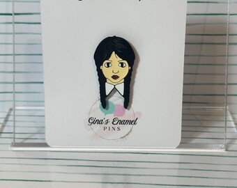 Goth Girl Wednesday Inspired Cute Hard Enamel Pin - Etsy