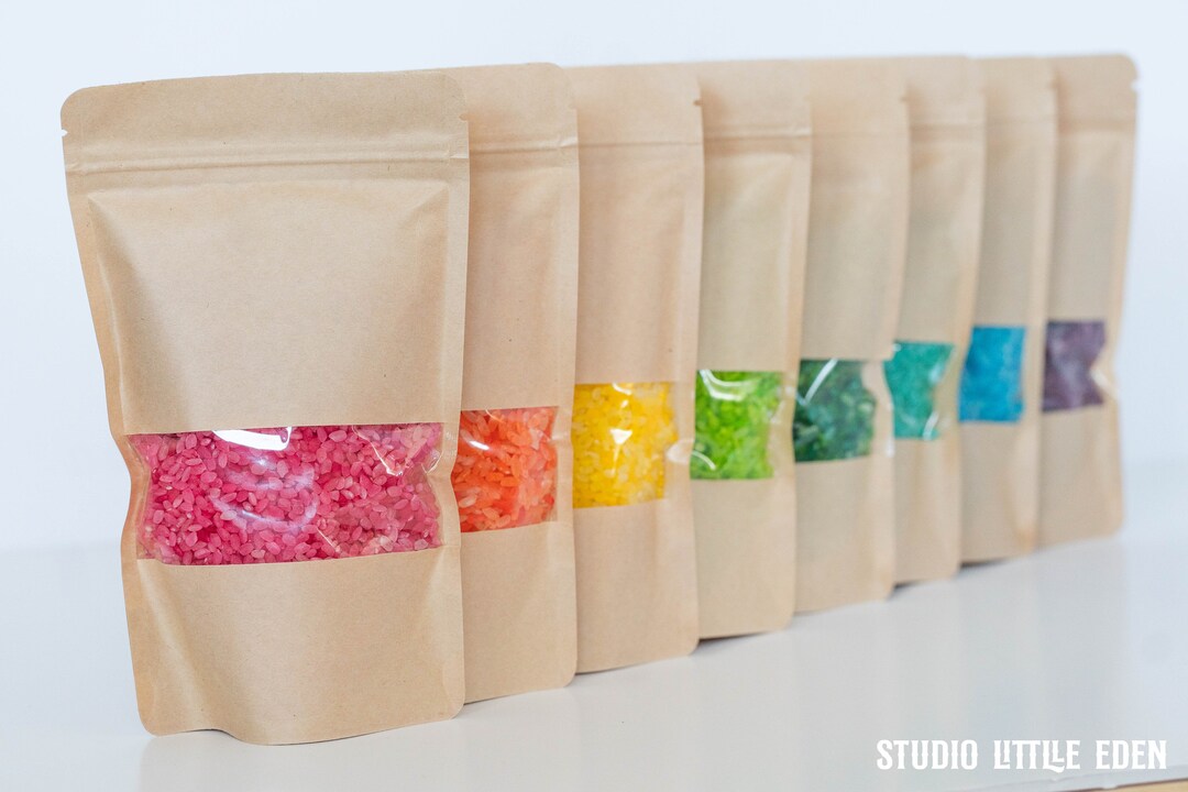 Colored Rice for Sensory Play, Dyed Rice, Montessori, Sensory Bin Base ...