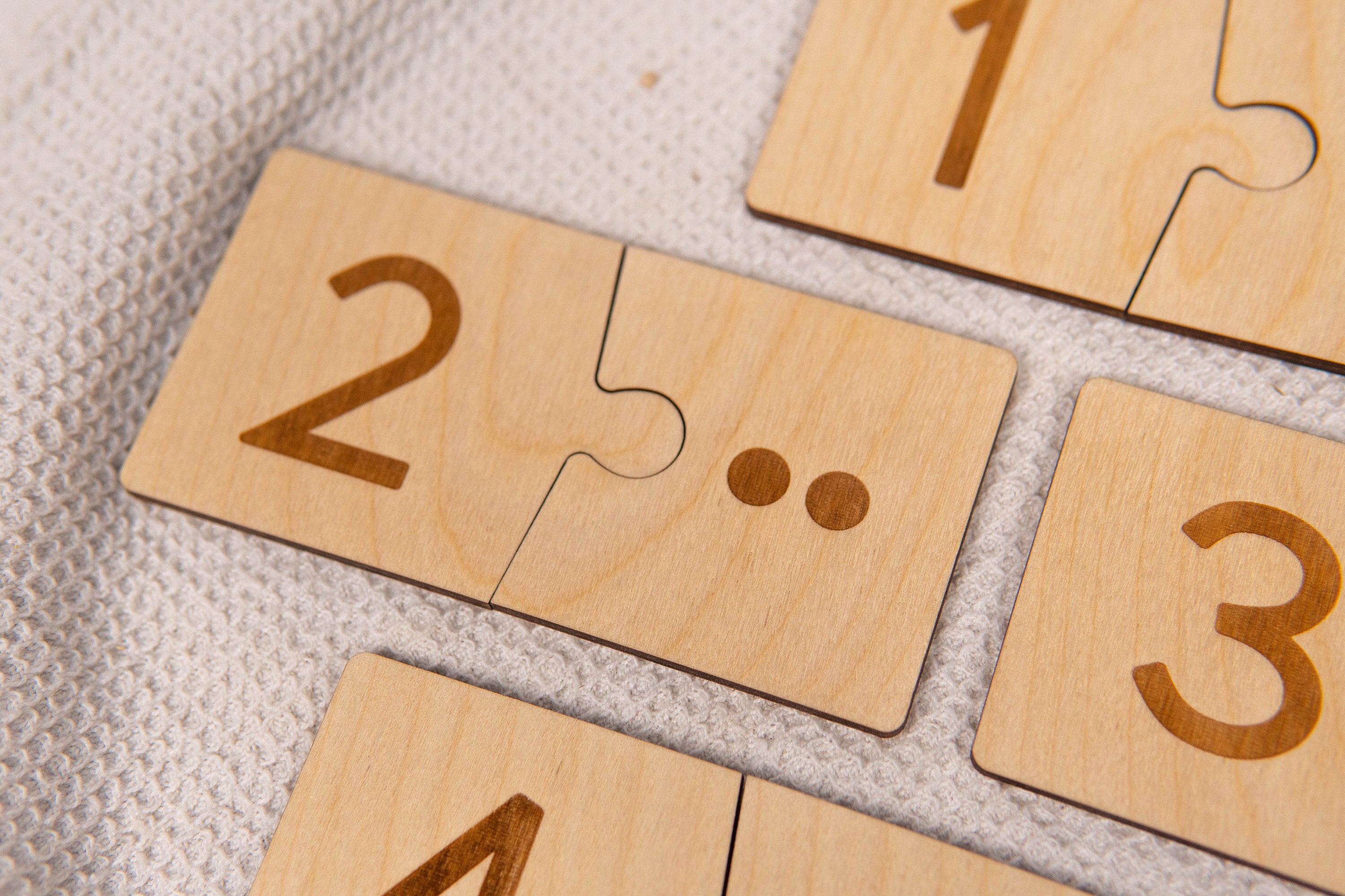 Montessori Wooden Number Match Puzzle, Montessori Domino, Wood ...