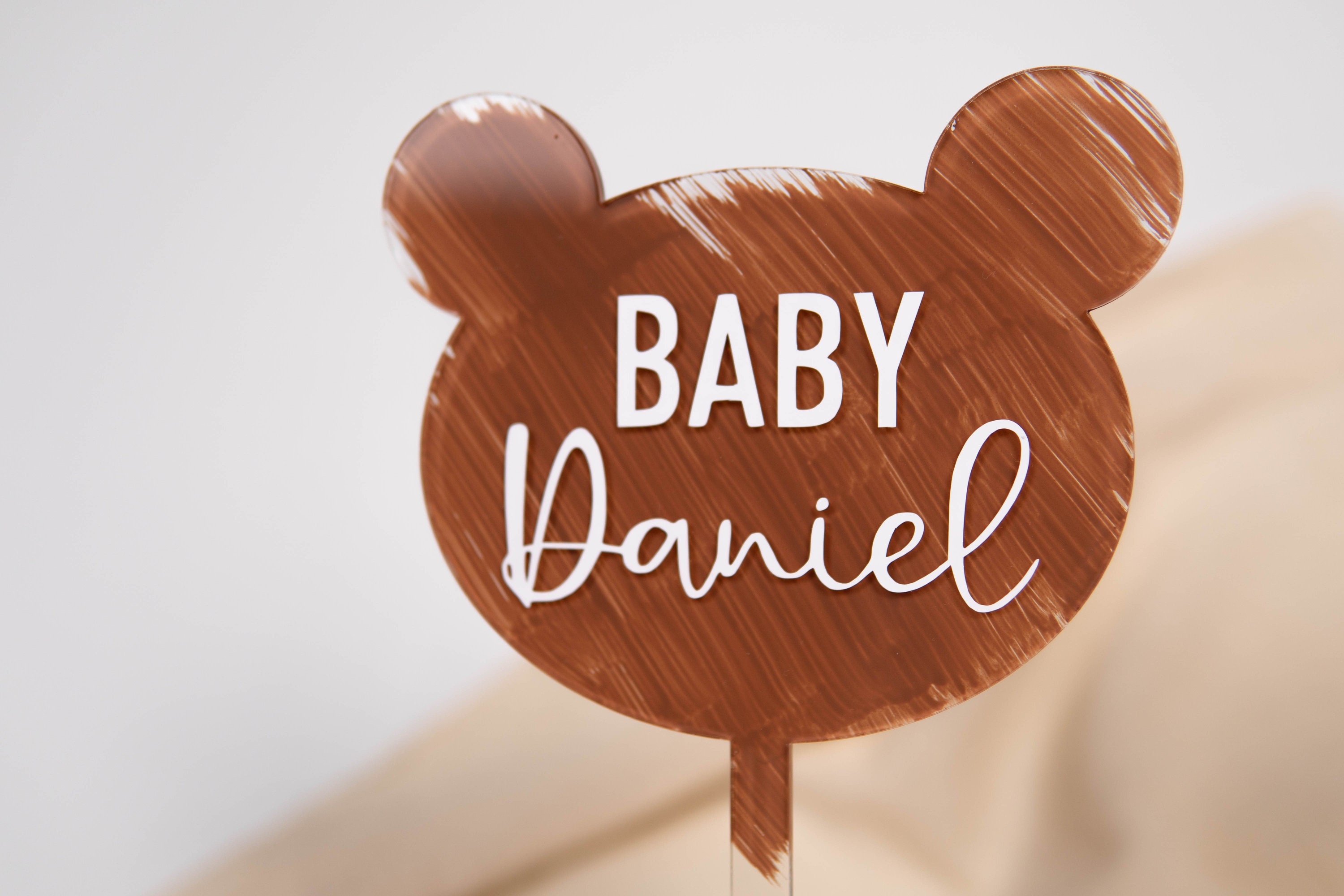 Bear Acrylic Topper, Painted Acrylic Cake Topper, Teddy Bear Topper ...