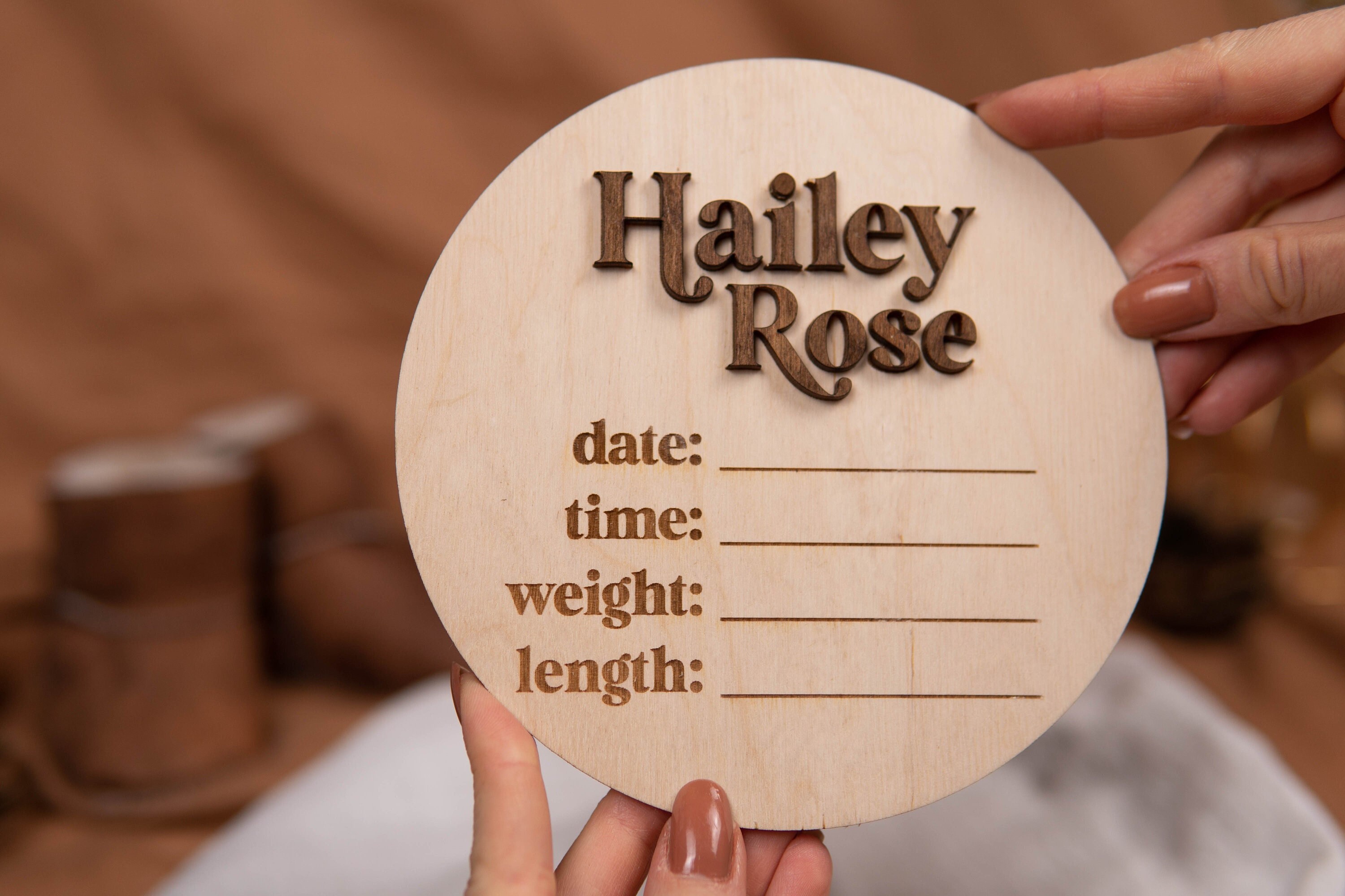 Baby Birth Stats Sign, 3D Wood Baby Plaque, Baby Round Name Plaque ...