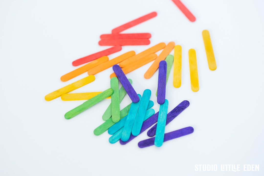 30pcs Small Wooden Colorful Sticks, Popsicle Sticks, Color Sorting ...