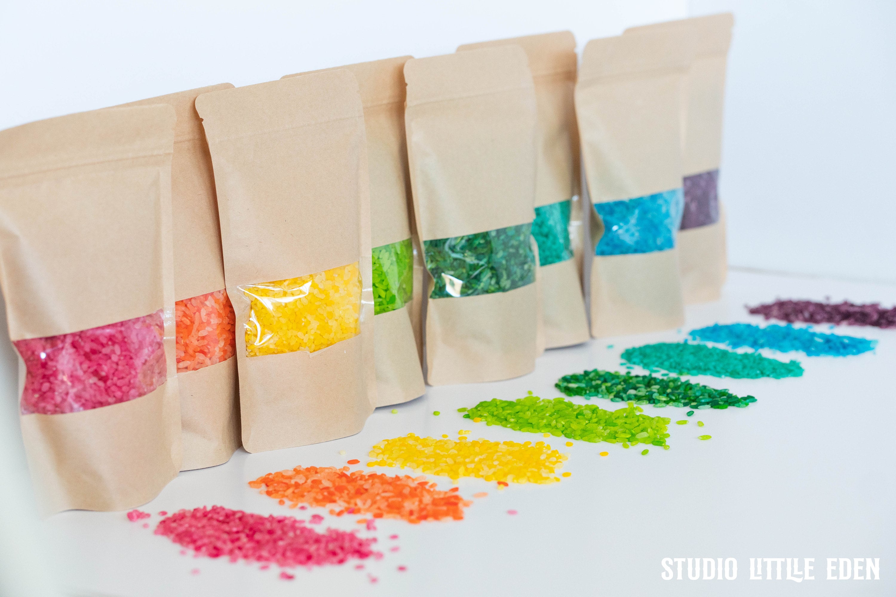 Colored Rice for Sensory Play, Dyed Rice, Montessori, Sensory Bin Base ...