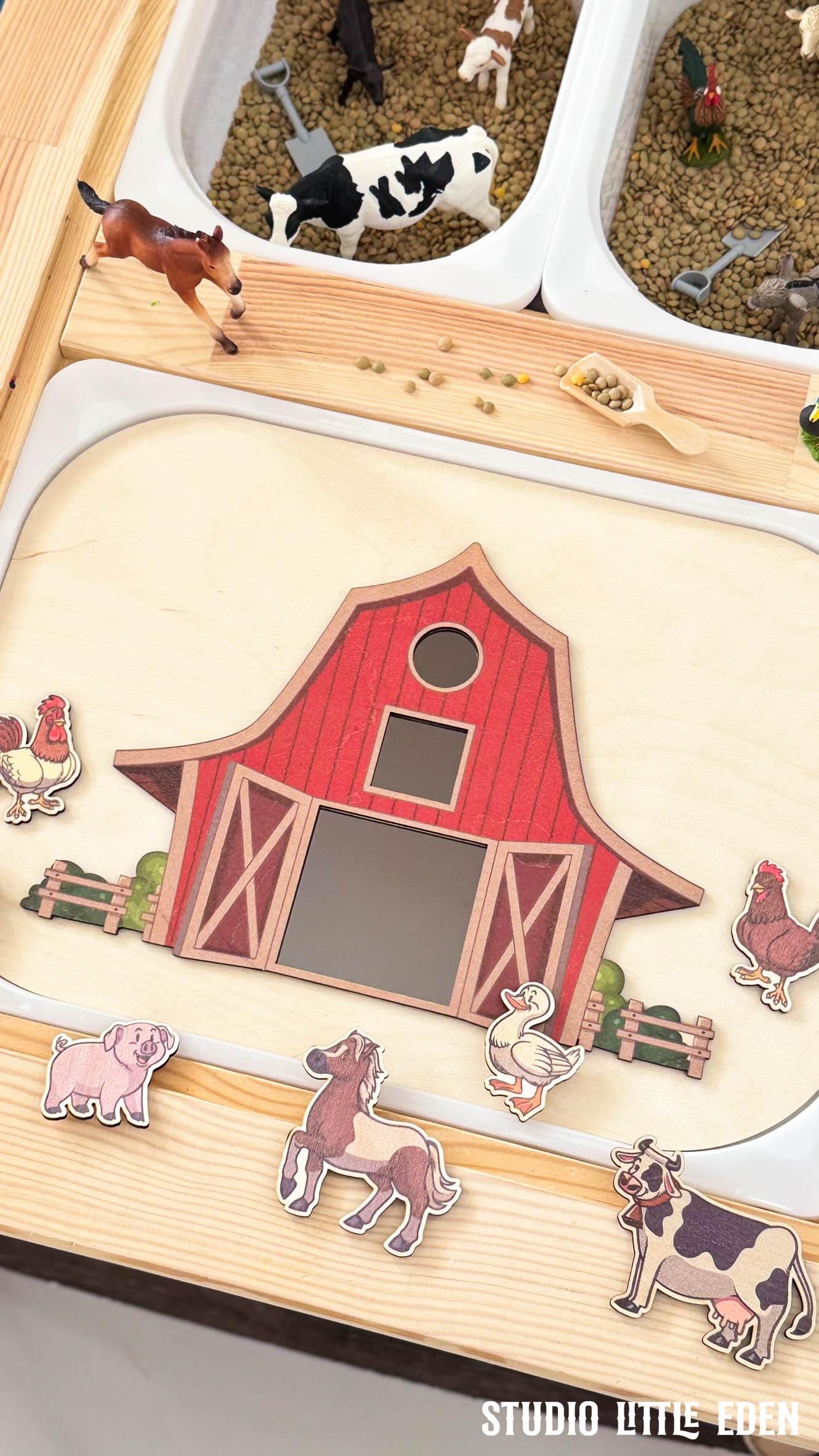 Barn Sensory Insert for IKEA Trofast | Wooden Farm Animals Set ...