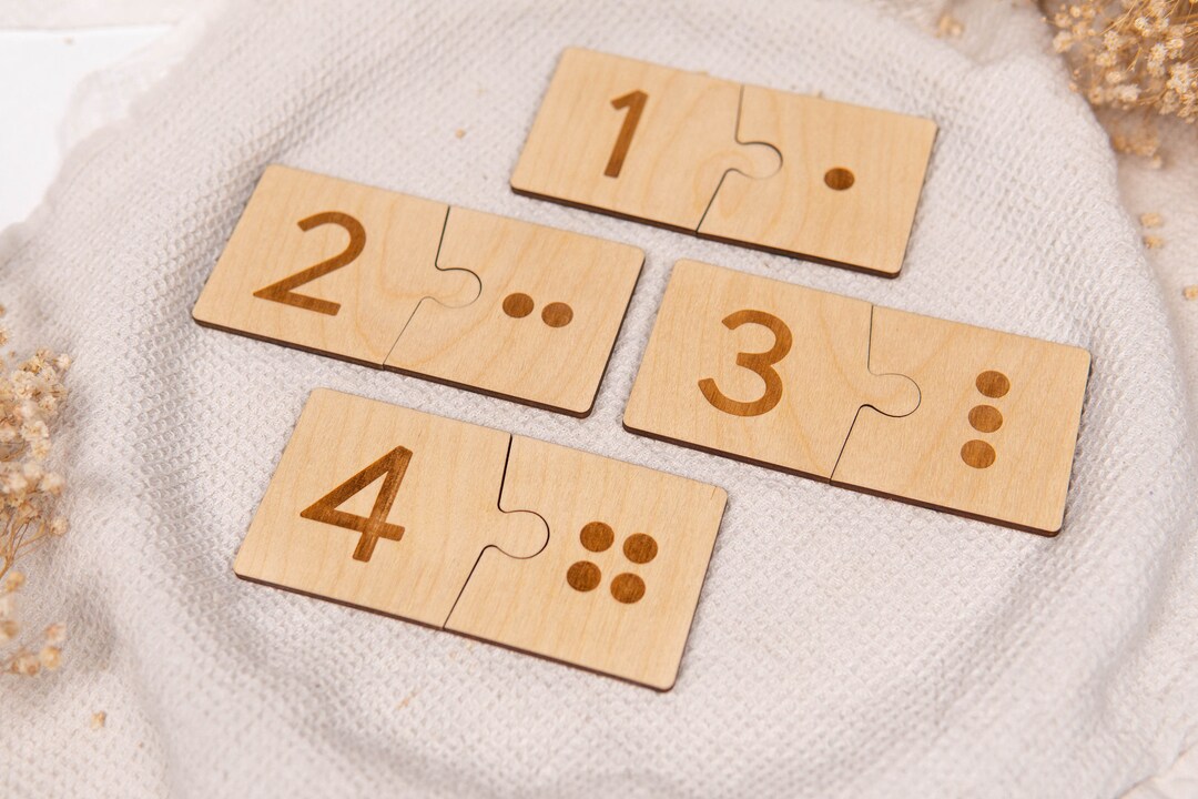 Montessori Wooden Number Match Puzzle, Montessori Domino, Wood ...