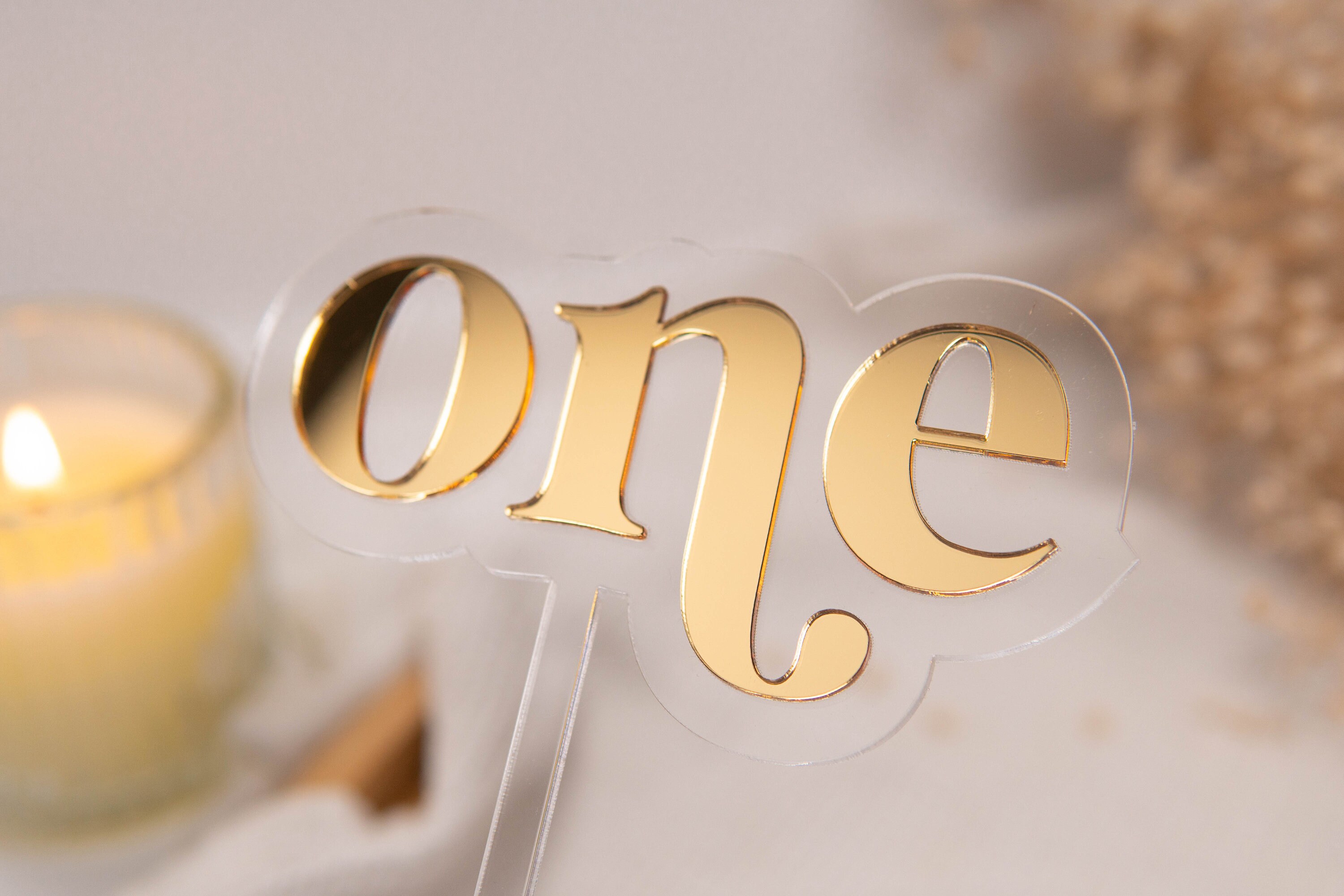 One Acrylic Topper, Mirror Gold Cake Topper, Gold Acrylic Birthday ...