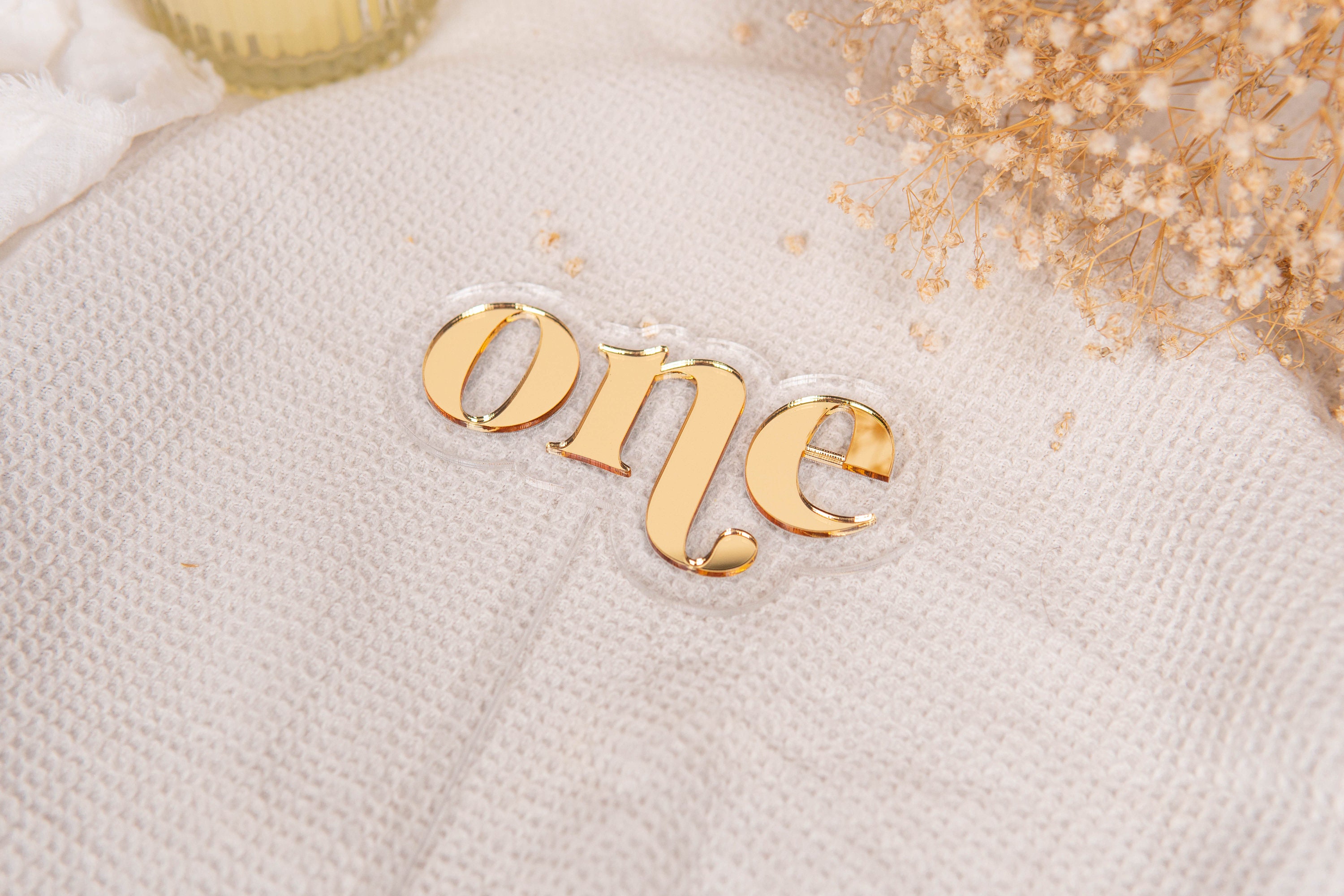 One Acrylic Topper, Mirror Gold Cake Topper, Gold Acrylic Birthday ...