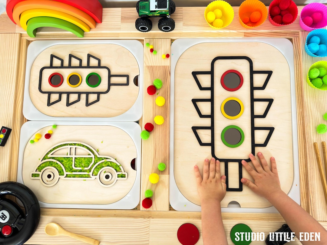 Color Sorting Sensory Play Insert for FLISAT Table Stoplight Insert for ...