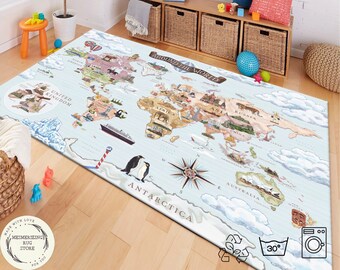 World Map Rug - Etsy