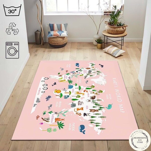 World Map Rug - Etsy