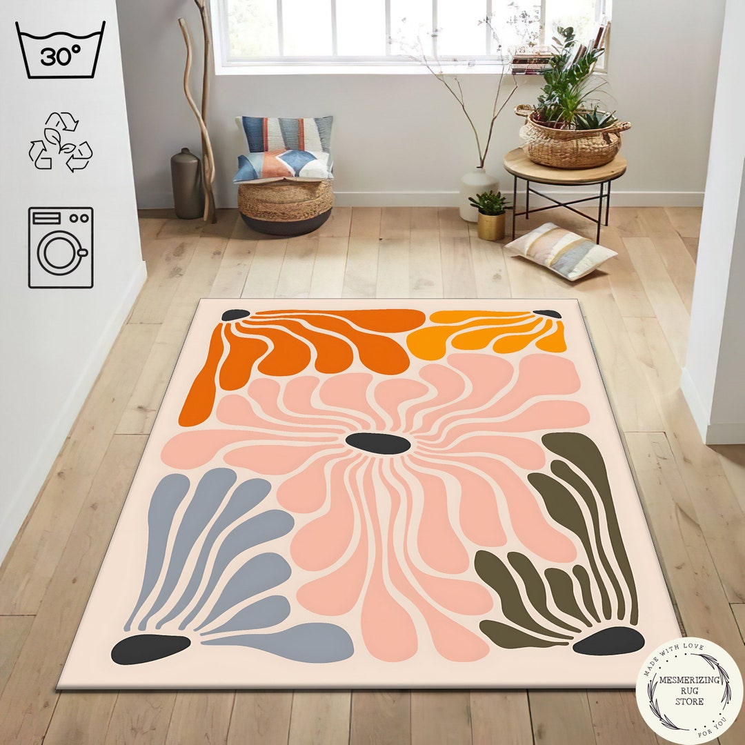 Groovy Flower Rug, Funky Rug, Retro Area Rug, 70s Wavy Rug, Psychedelic ...