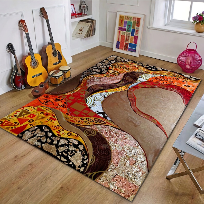 Gustav Klimt the Kiss Rug, Famous Paintings, Colorful Art Remake - Etsy