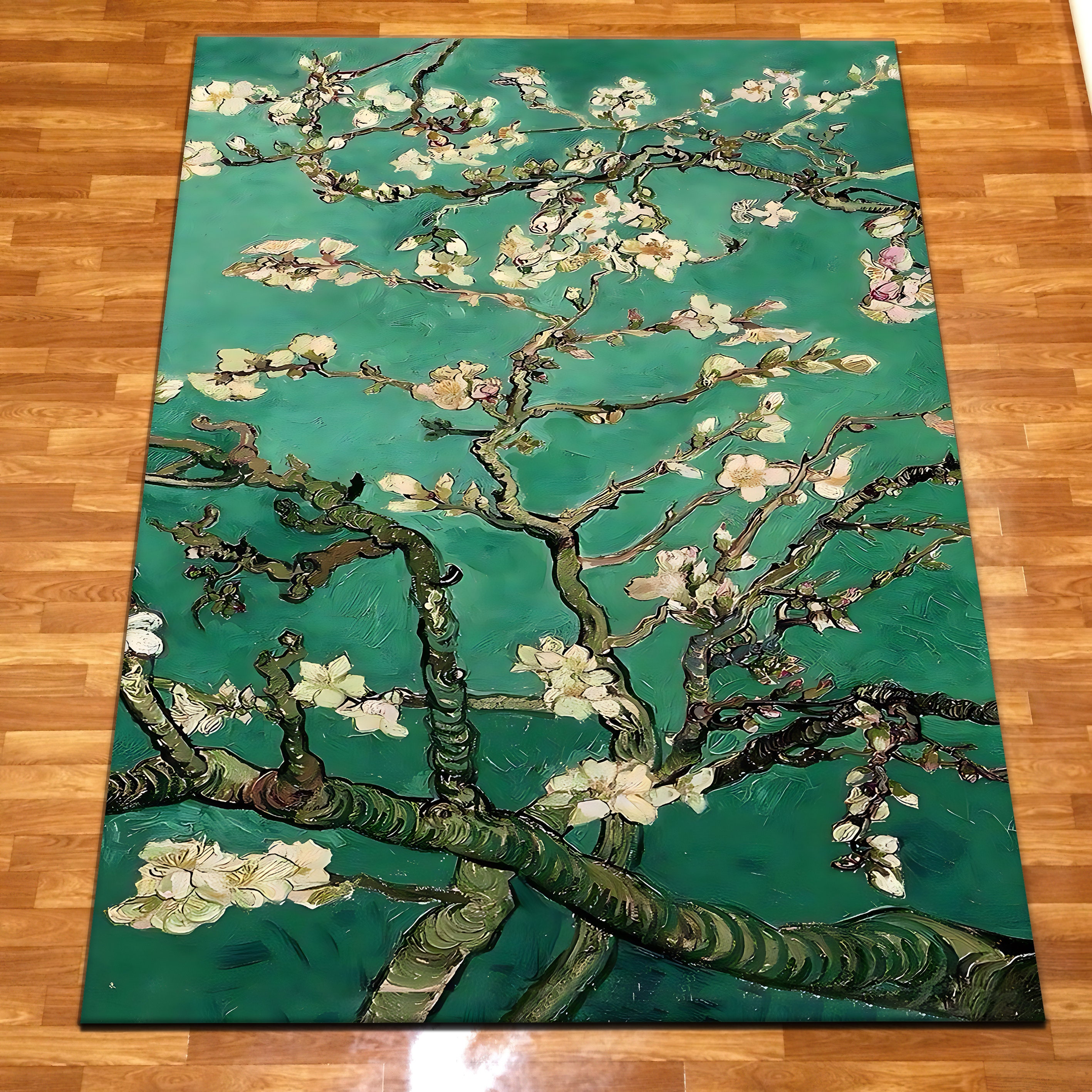 Famous Paintings, Van Gogh Rug, Almond Blossom Green Version, Wall ...