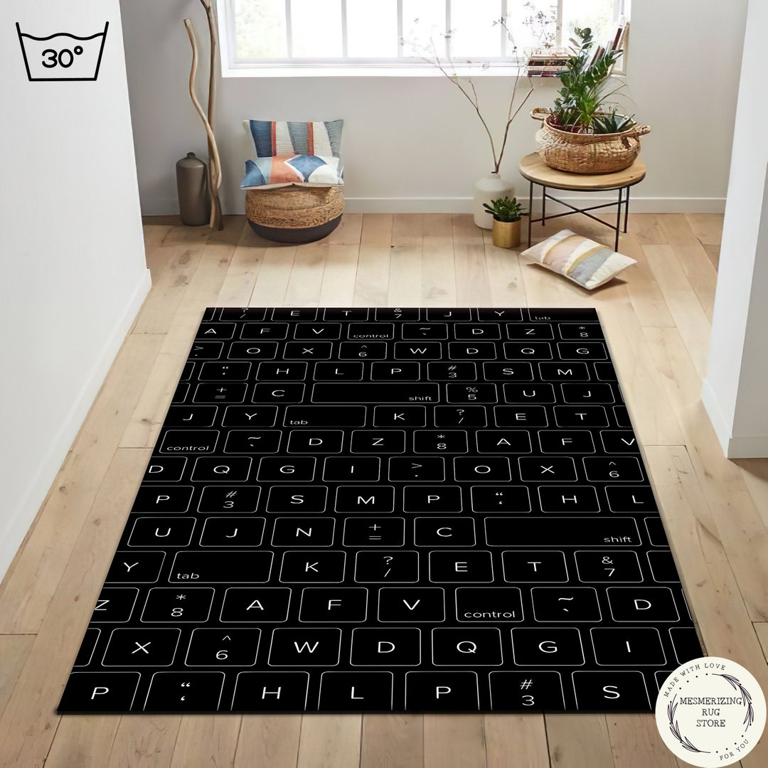 Keyboard Rug, Keypad Rug, Black Rug, Letter Rug, Computer Rug, Gamer ...