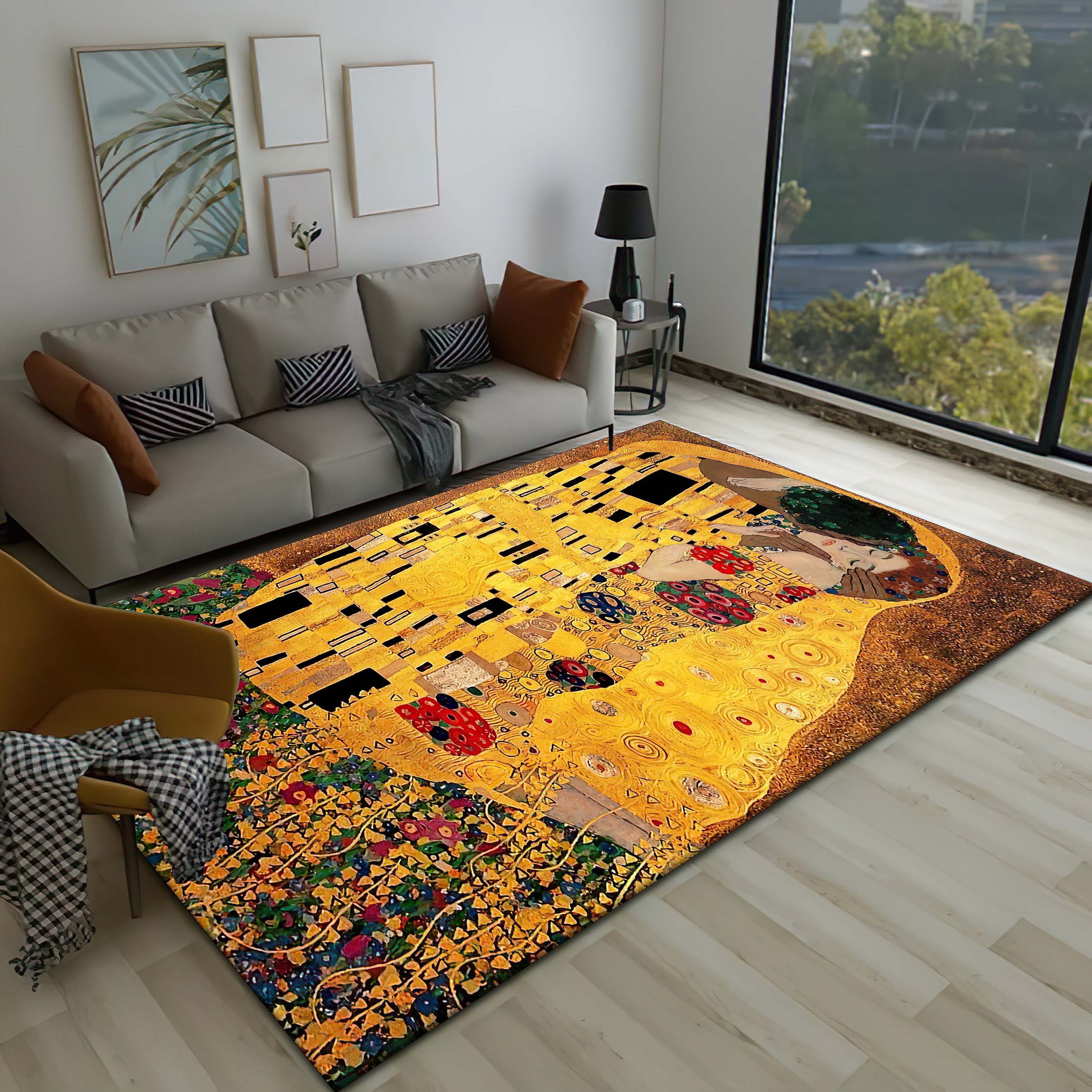 Famous Paintings Gustav Klimt the Kiss Art Printed Rug - Etsy UK