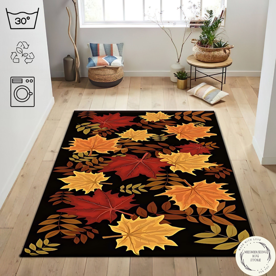 Autumn Leaves Rug: Fall Decor, Living Room Carpet - Etsy