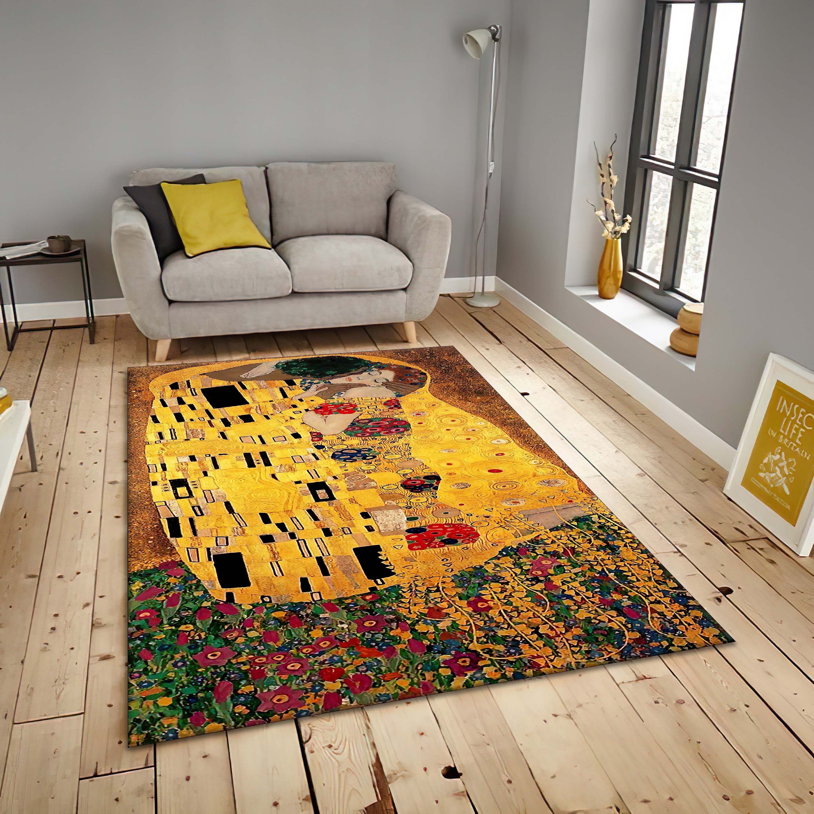 Famous Paintings Gustav Klimt the Kiss Art Printed Rug - Etsy UK