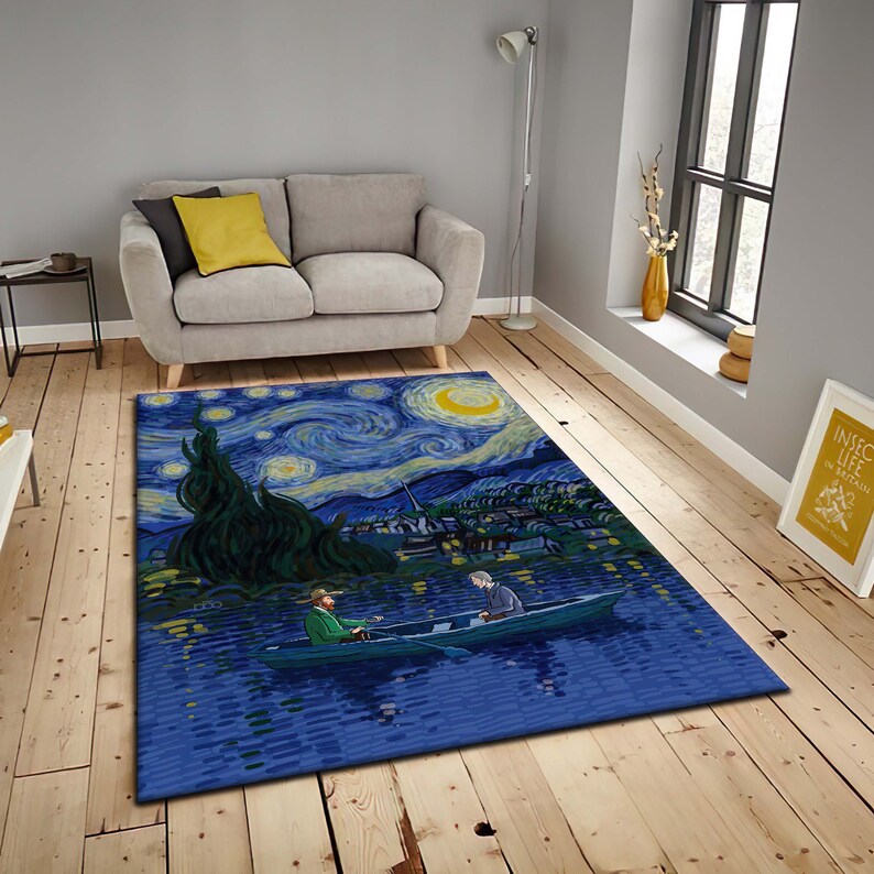 Famous Paintings Van Gogh Rug Starry Night Printed Rug - Etsy
