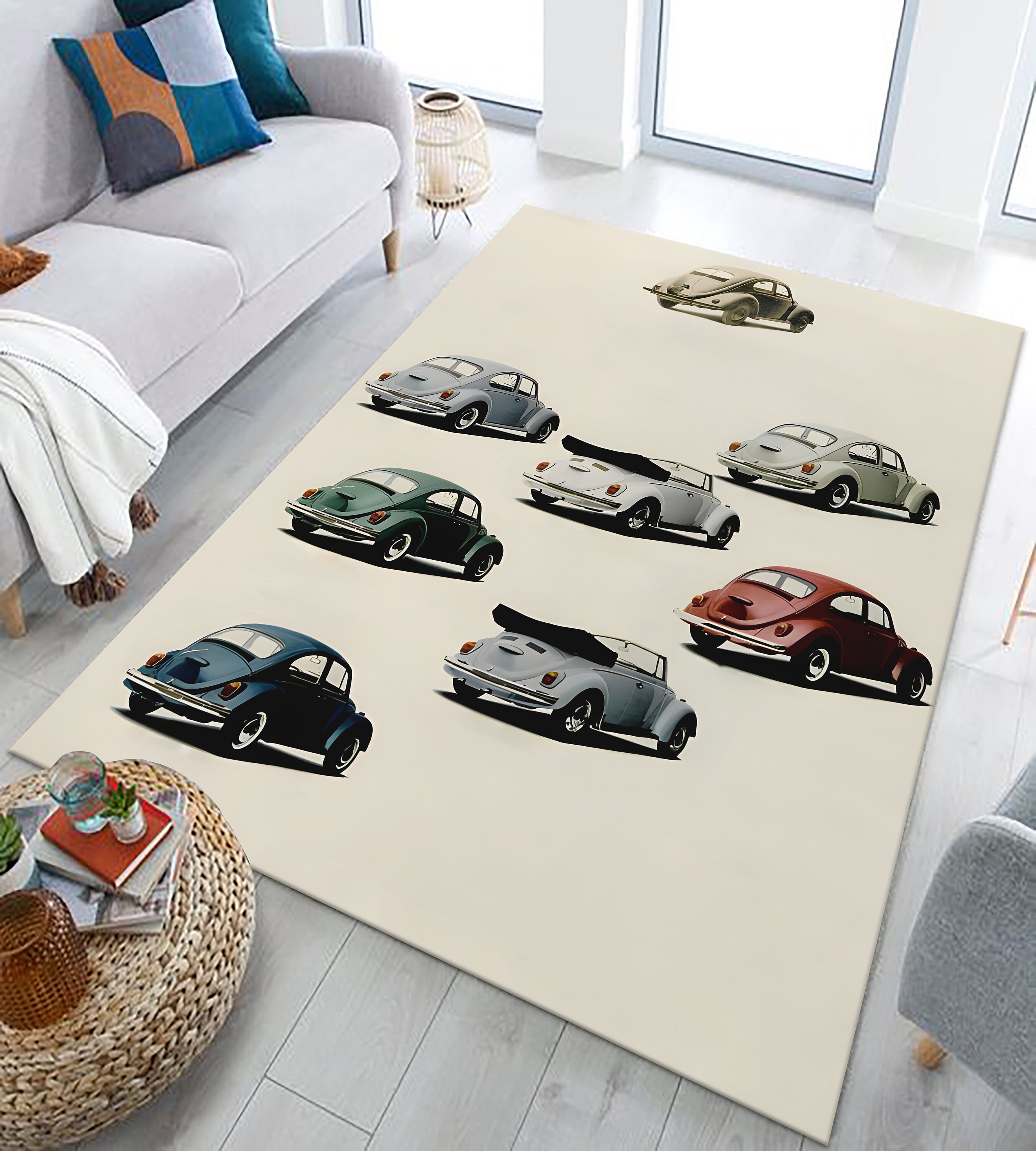 Volkswagen Pattern Rug, Turtle Car Rug, VW Car, Car Rug, Kids Decor Rug ...