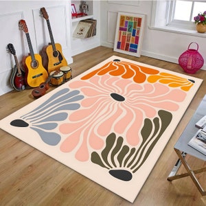 Groovy Flower Rug, Funky Rug, Retro Area Rug, 70s Wavy Rug, Psychedelic ...