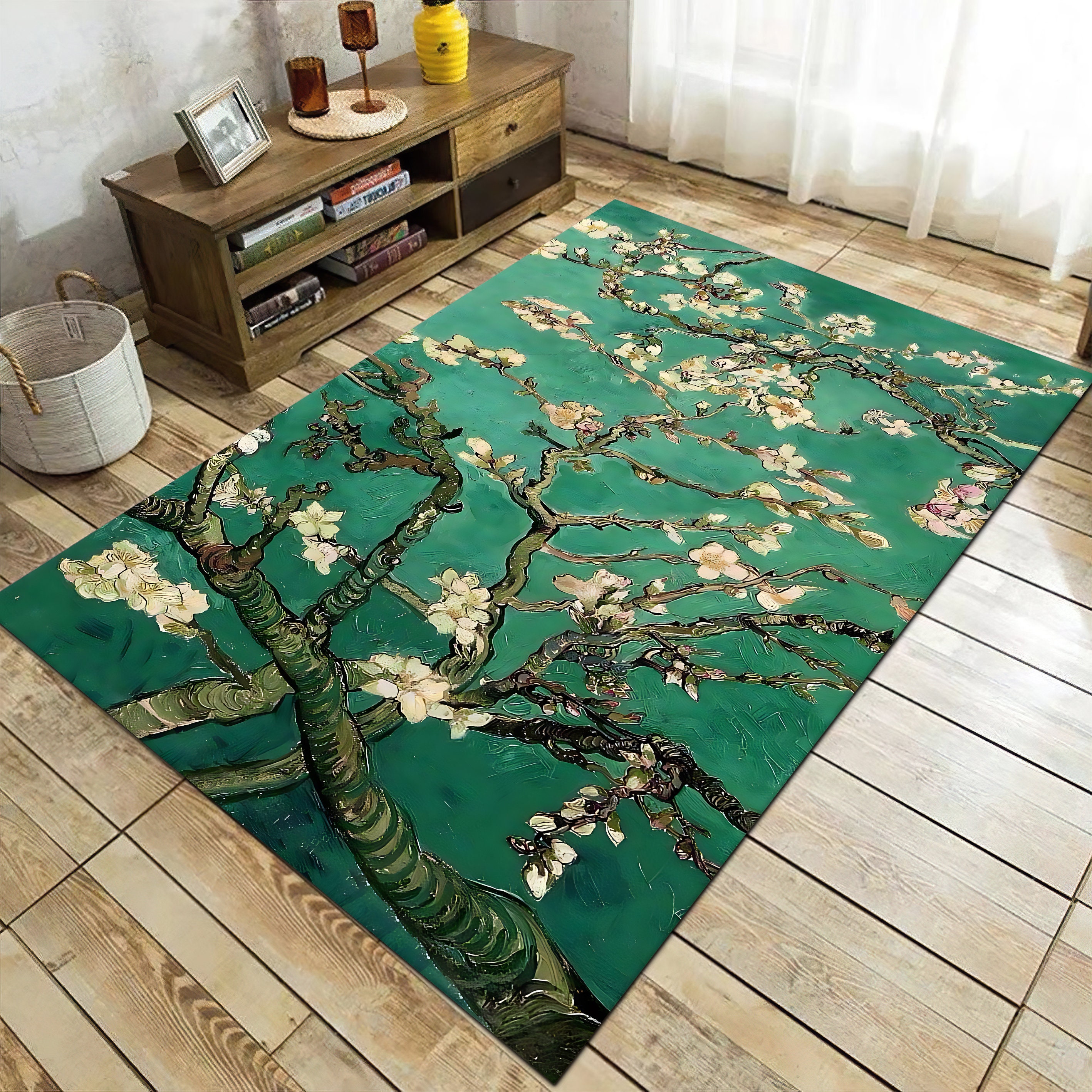 Famous Paintings, Van Gogh Rug, Almond Blossom Green Version, Wall ...