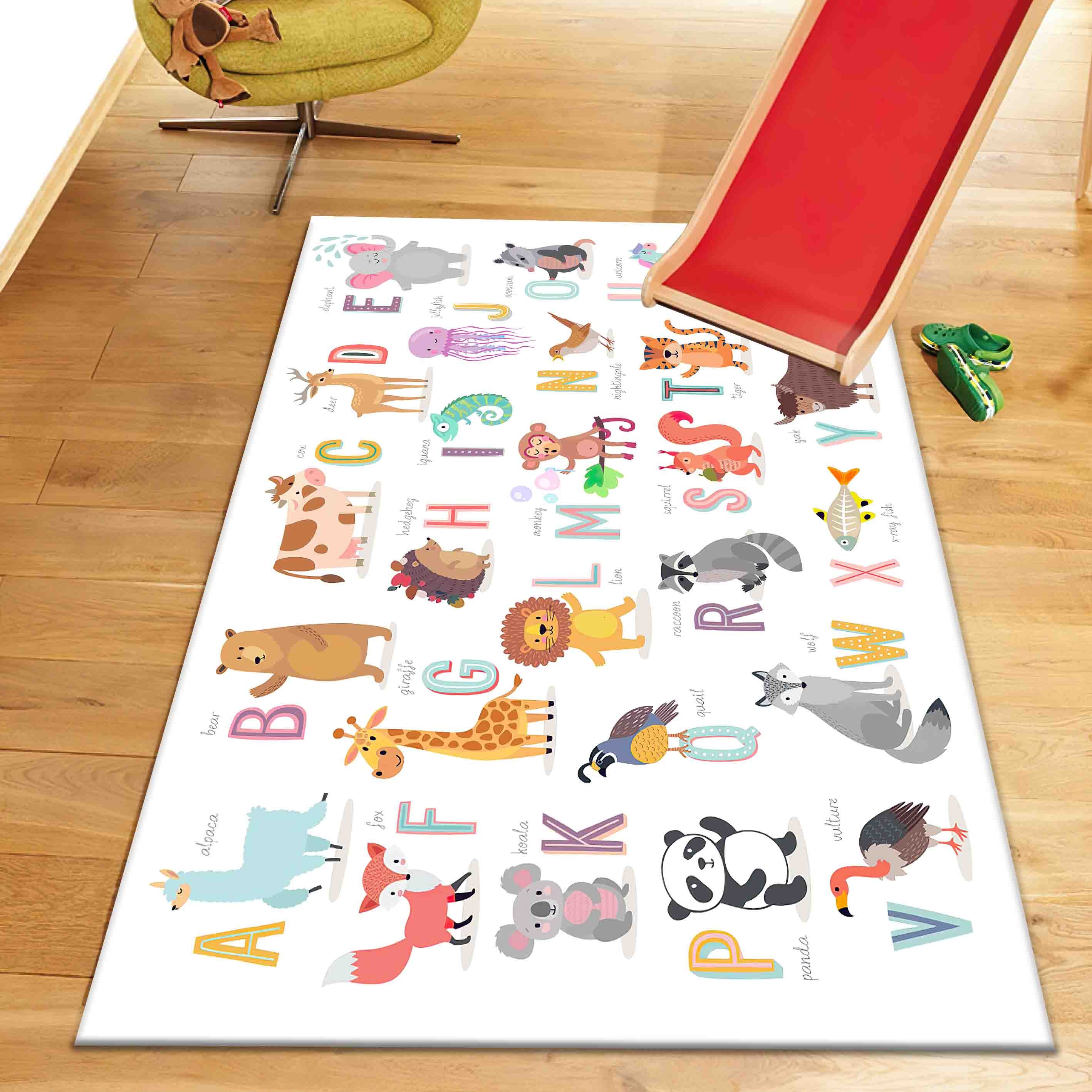 Alphabet and Animals Rug for Kids, Learn Animals and Alphabet, Baby ...