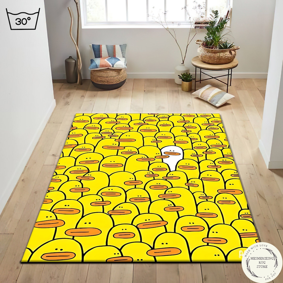 Funny Meme Decoration Rug, Funny Ducks Rug, Cartoon Rug, Yellow Rug ...