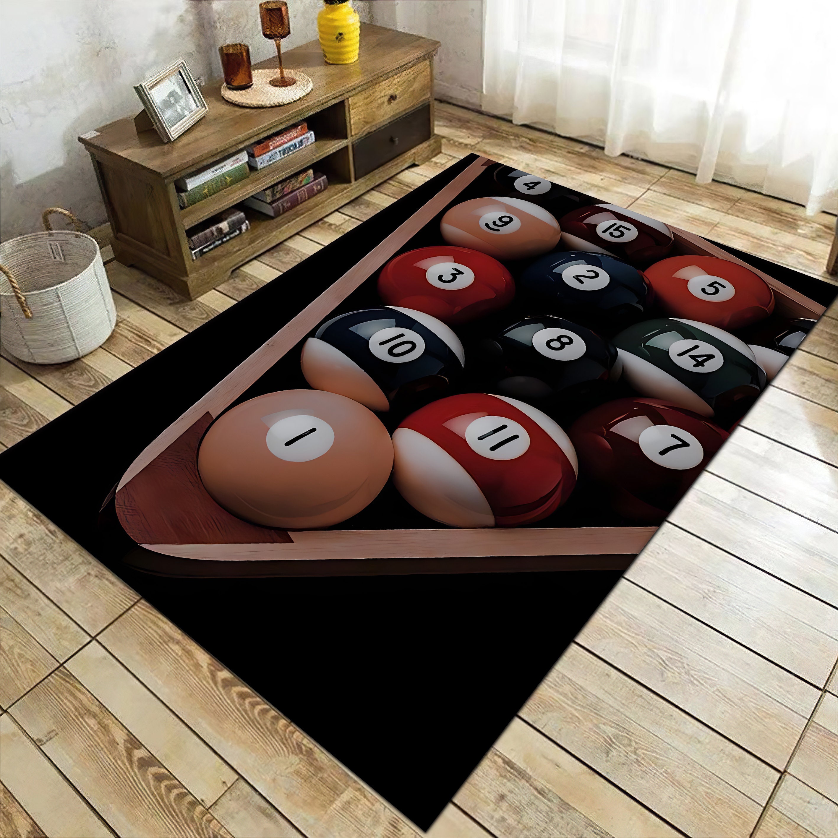 Billiards Ball Rug: Game Room Decor, Pool Table Print, Decorative Floor ...