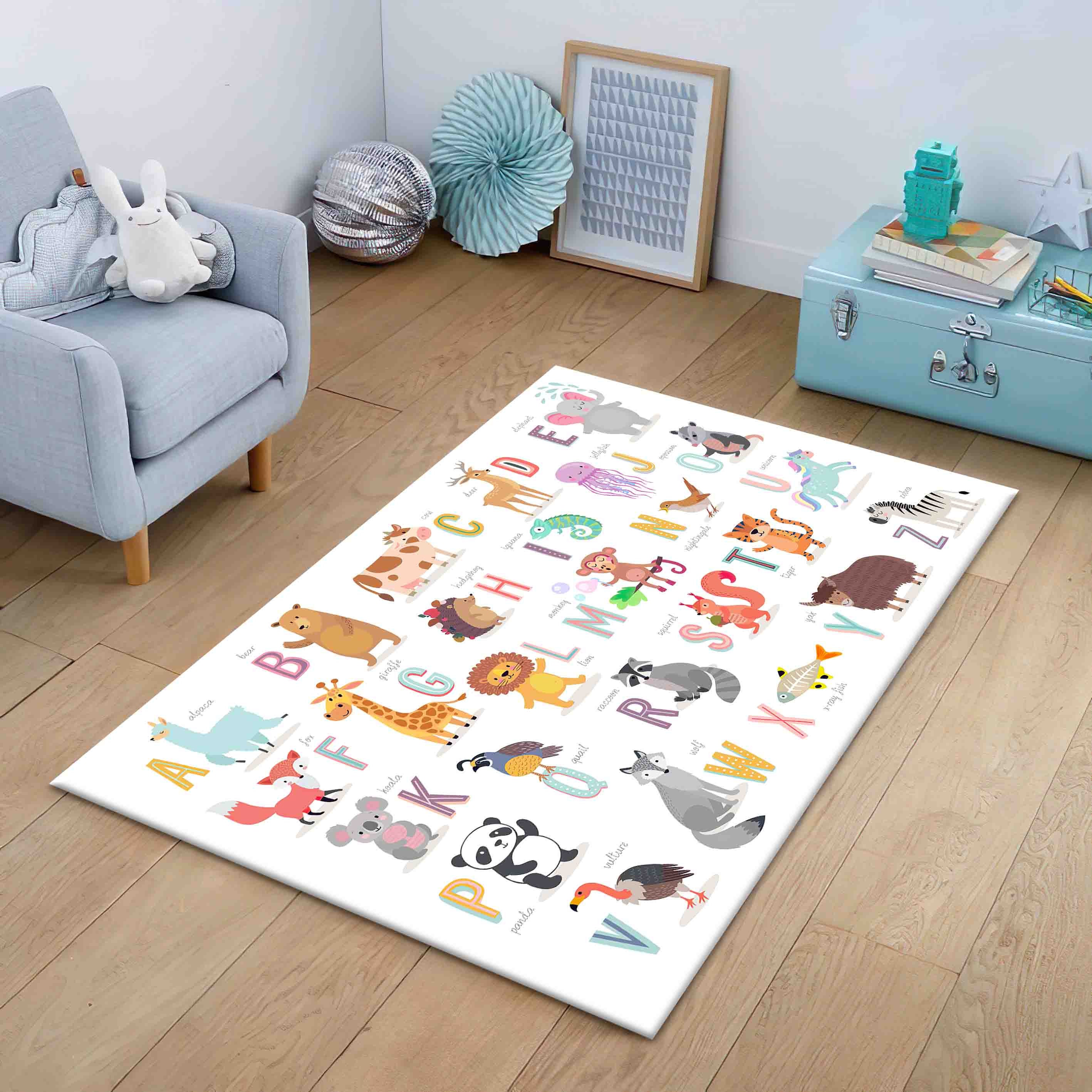 Alphabet and Animals Rug for Kids, Learn Animals and Alphabet, Baby ...
